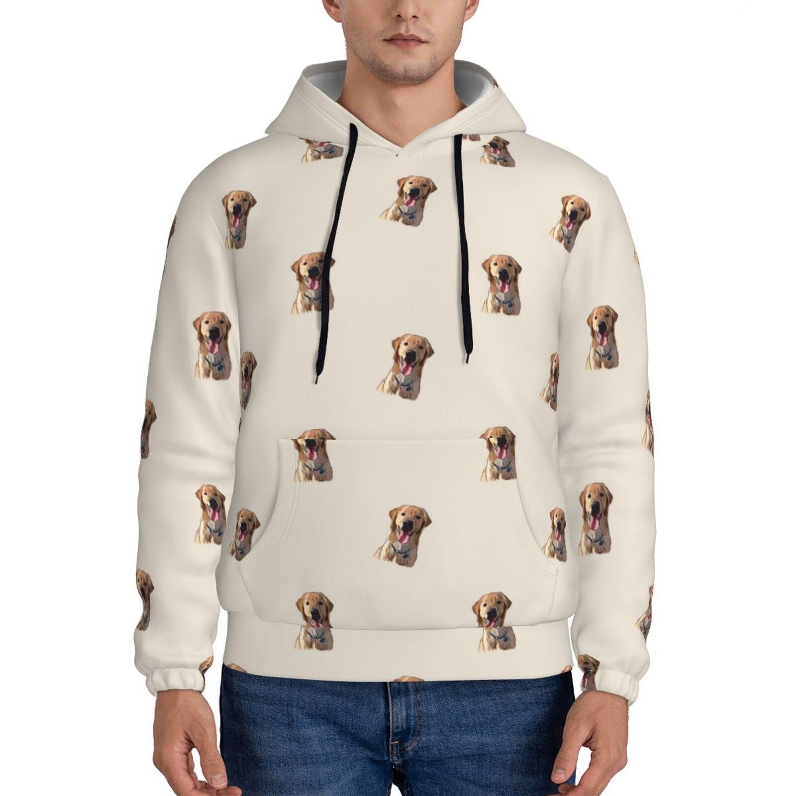 Balery Labrador Retriever Dog Pattern Mens Hoodie Kangaroo Pocket ...