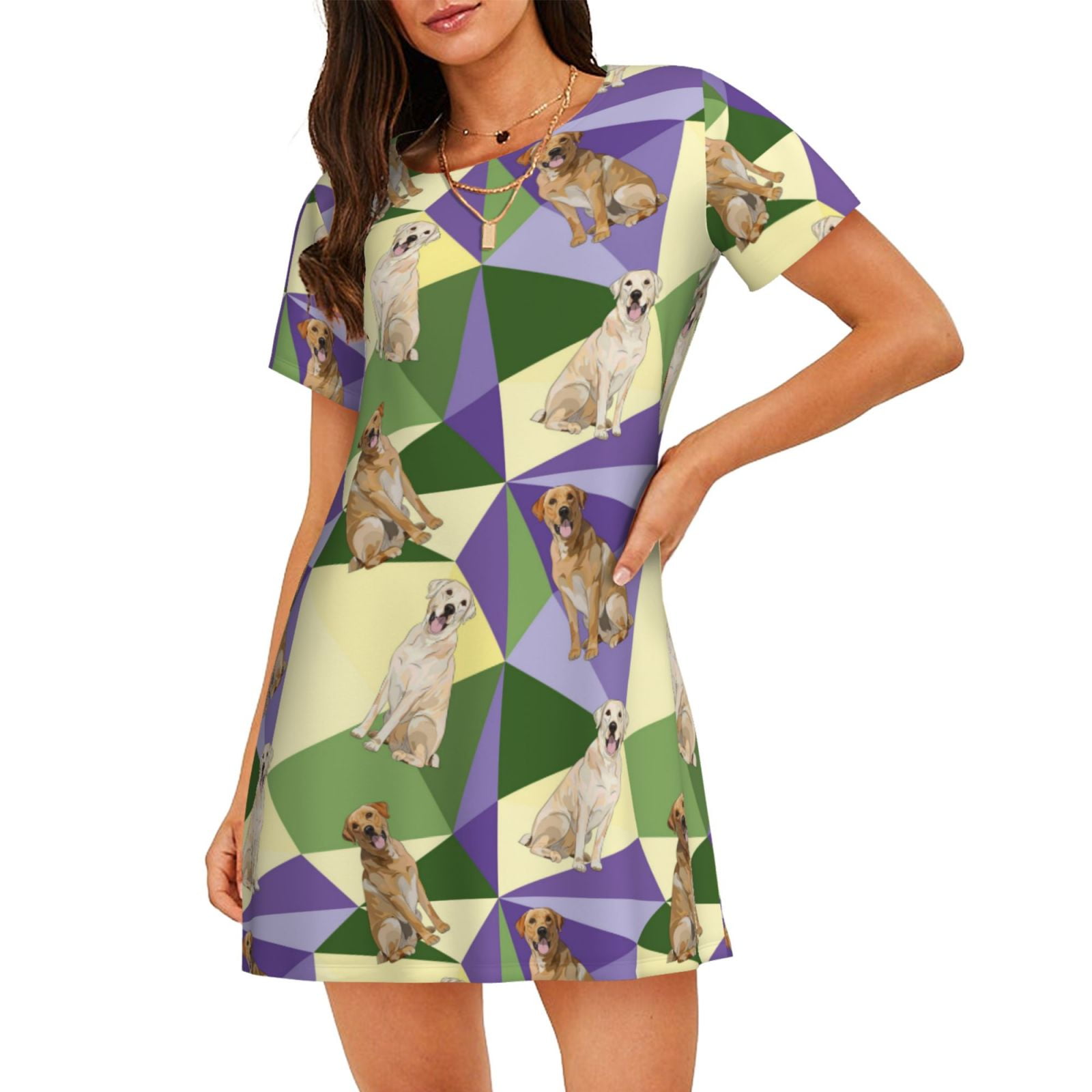 Balery Labrador Retriever Dog Pattern Womens Short Sleeve Sleepshirt ...