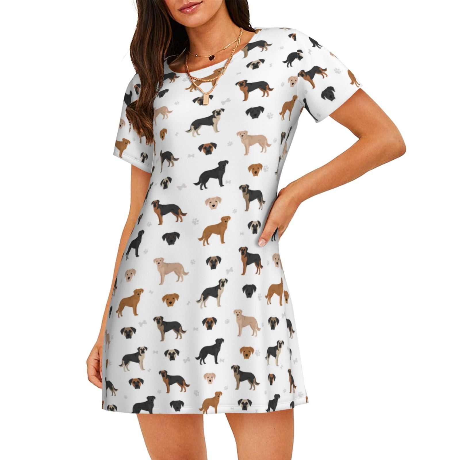 Balery Labrador Retriever Dog Pattern Womens Short Sleeve Sleepshirt ...