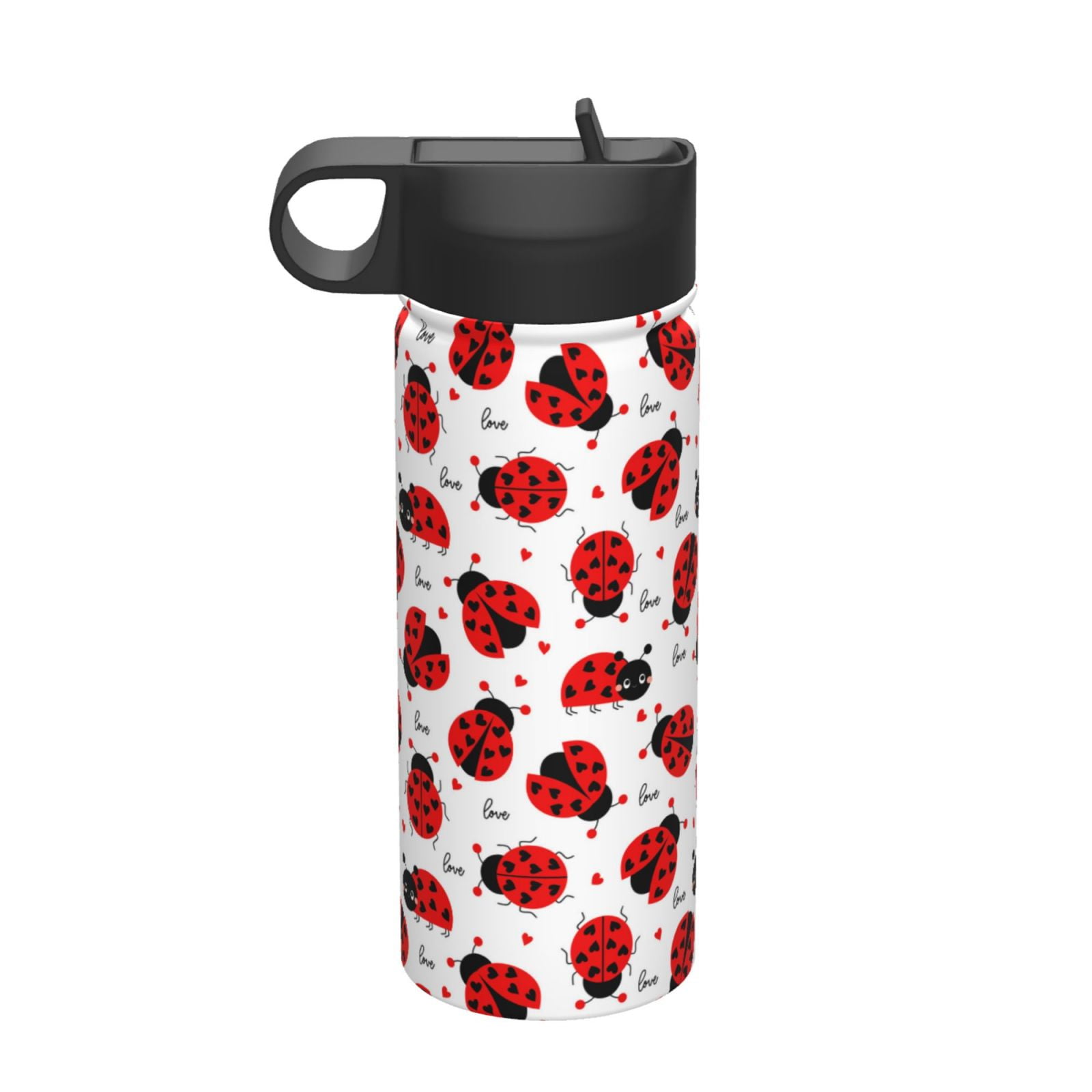 Balery Ladybug And Heart Pattern Water Bottle,18oz Sports Insulated ...
