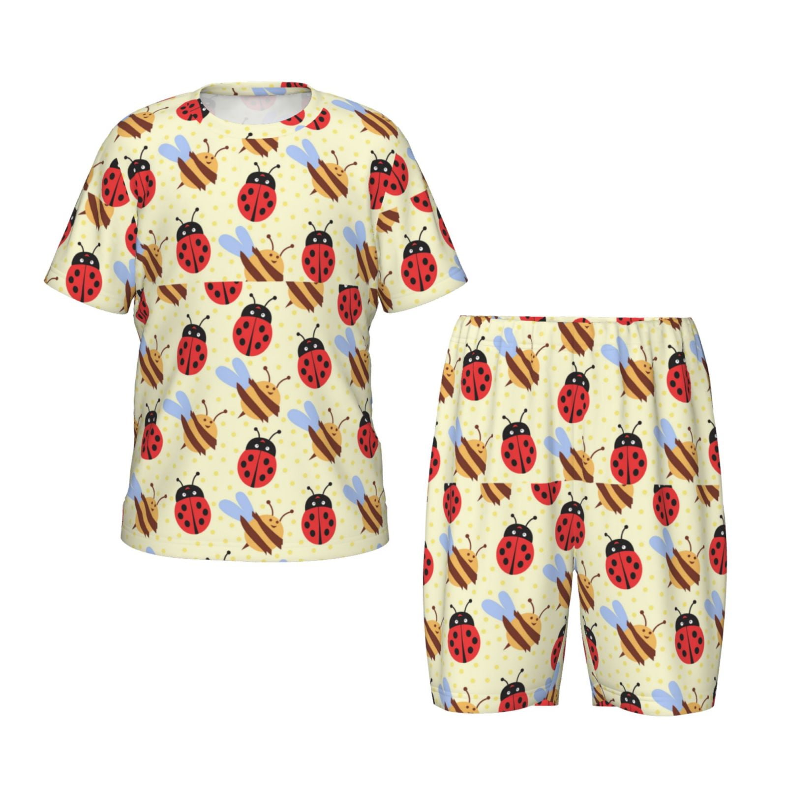 Balery Ladybug And Bee Pattern Kids’ Short-Sleeved Pajama Set – Soft ...