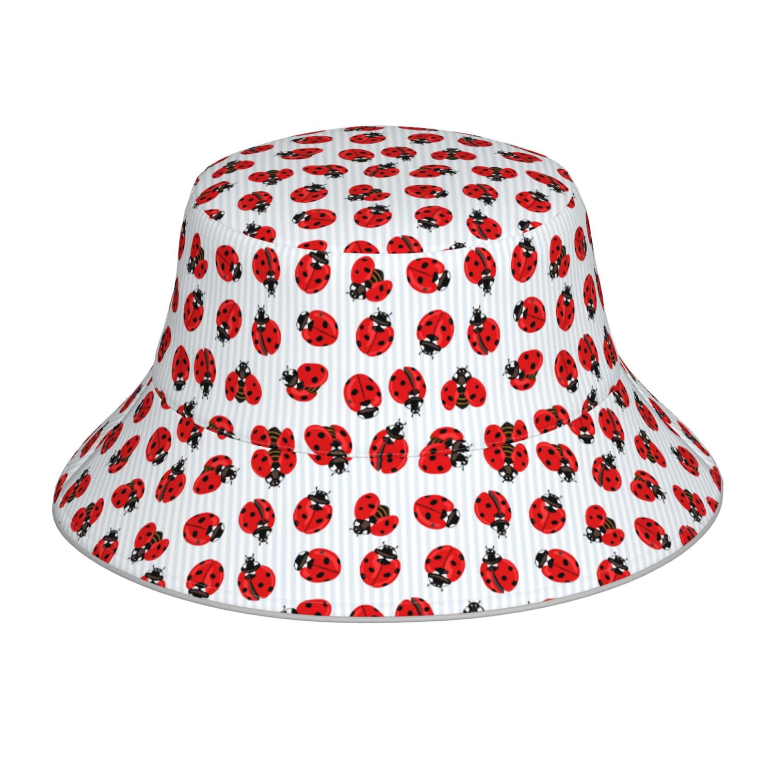Balery Ladybug On Blue Stripes Sun Hats for Men Women Bucket Hat UPF 50 ...