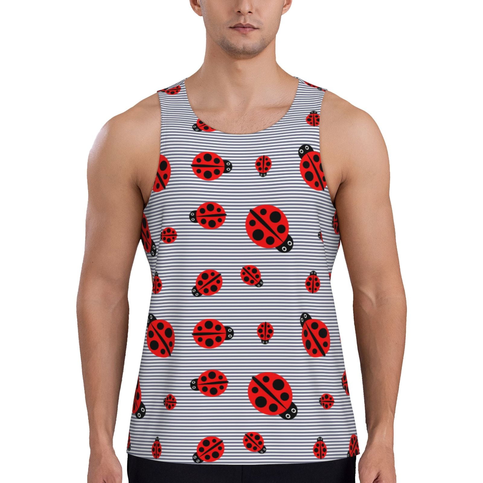 Balery Ladybug Pattern Men's Workout Tank Top Gym Muscle Tee Fitness ...