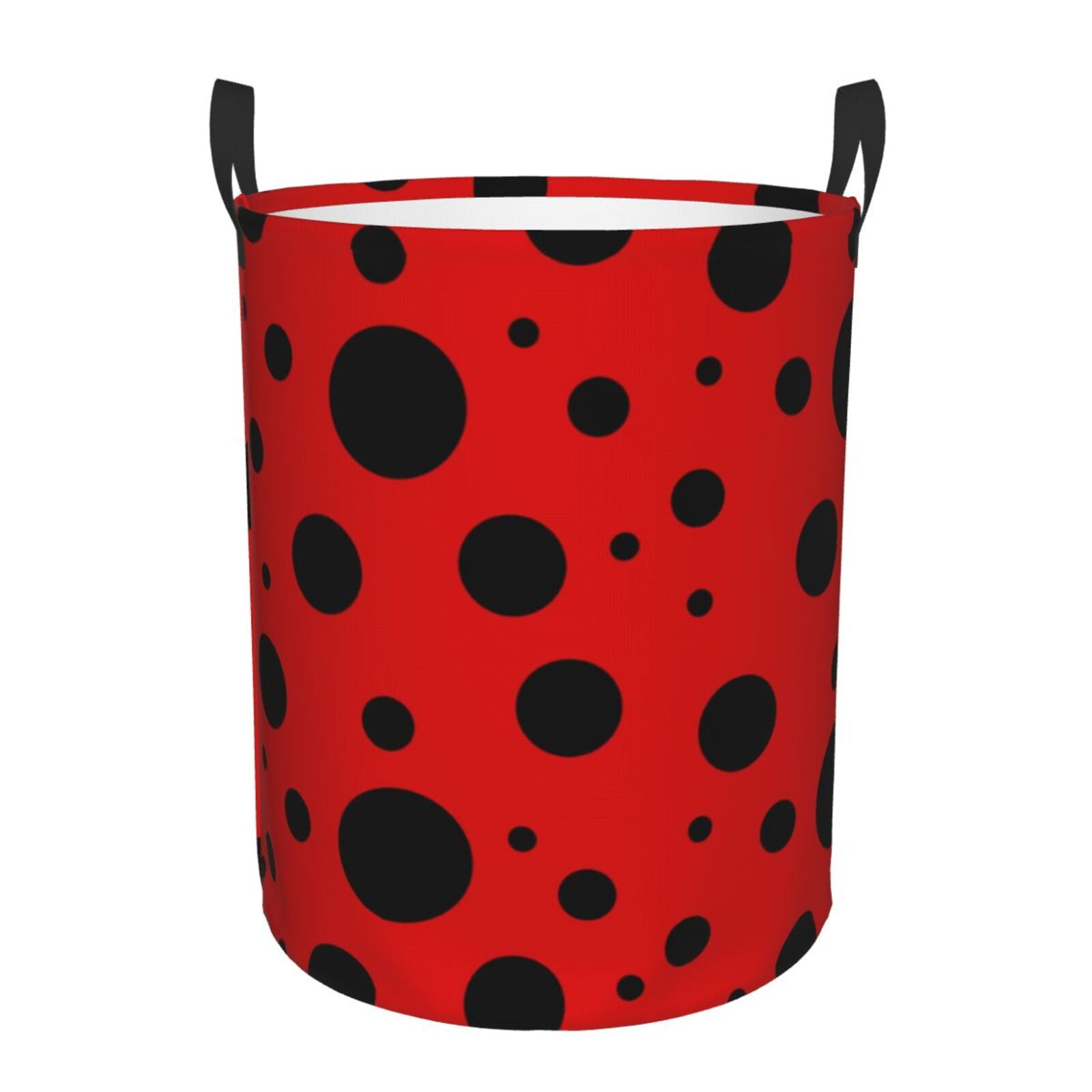Balery Ladybug Pattern Round Laundry Basket with Handles Waterproof ...