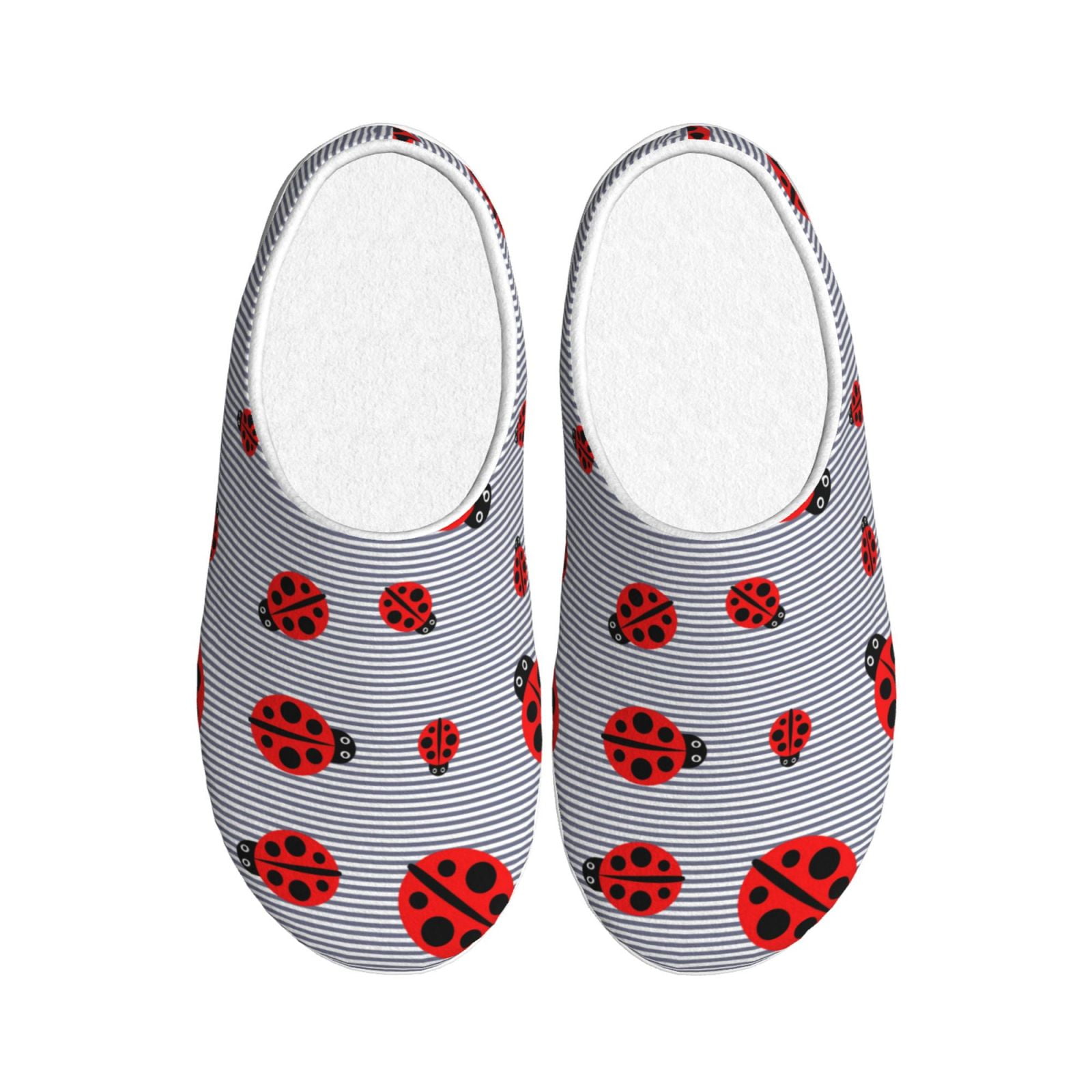 Balery Ladybug Pattern Women's Fuzzy Memory Foam Slippers Fluffy Winter ...
