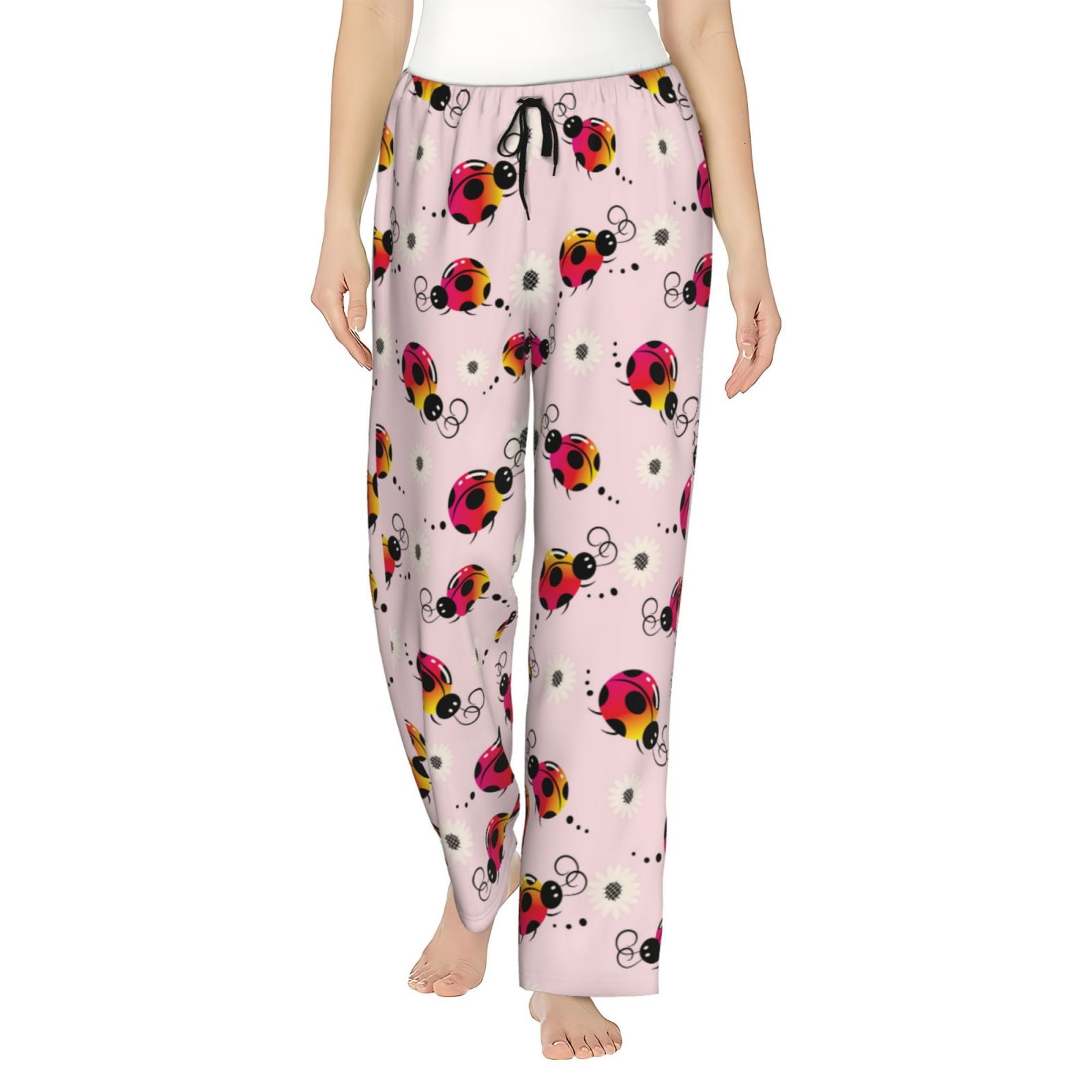 Balery Ladybugs And Flower print Women's Pajama Pants,Ultra Lightweight ...
