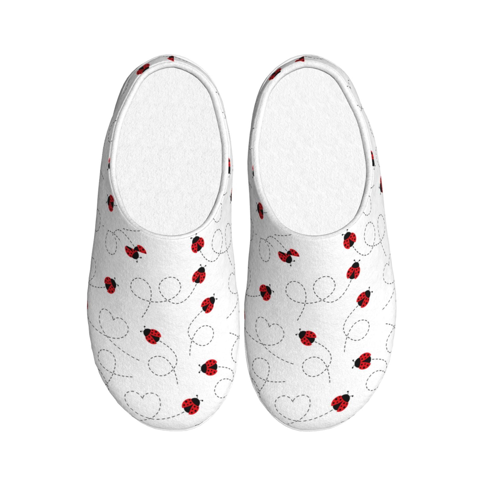 Balery Ladybugs Flying On Dotted Route Pattern Women's Fuzzy Memory ...
