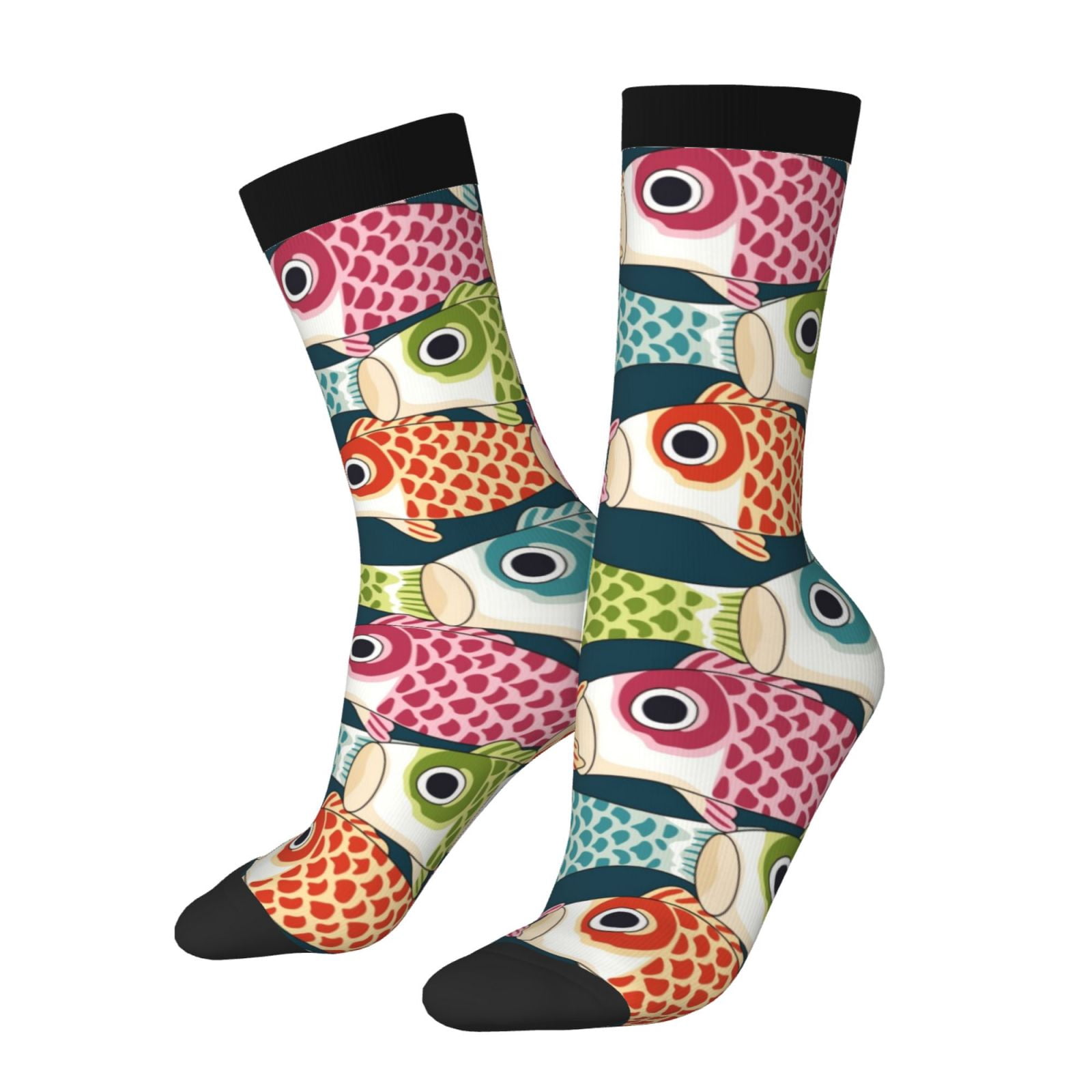 Balery Lantern Koi Fish Pattern Crew Socks Unisex– Soft & Breathable ...
