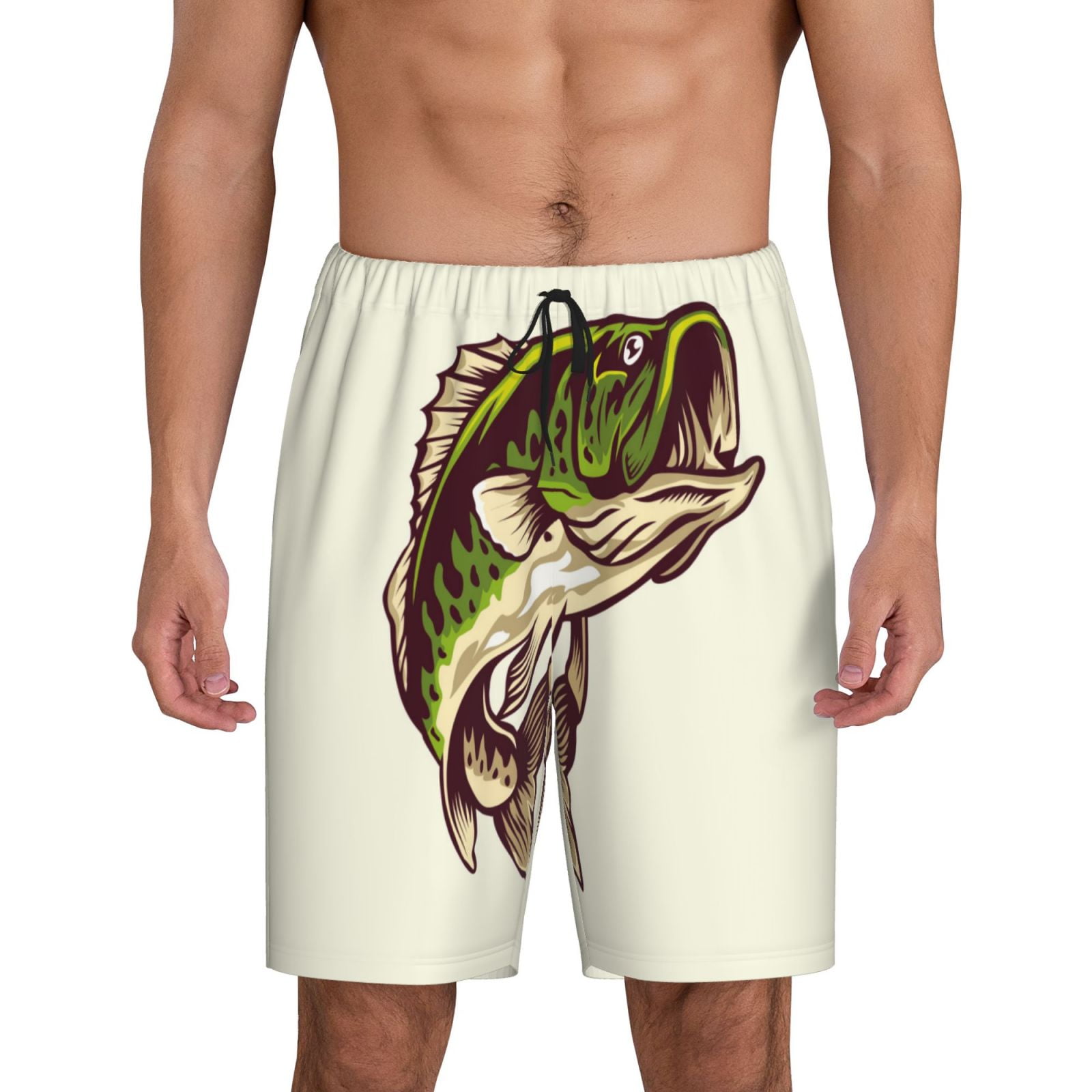 Balery Largemouth Bass Fish (3) Pattern Men's Cotton Knit Pajama Shorts ...