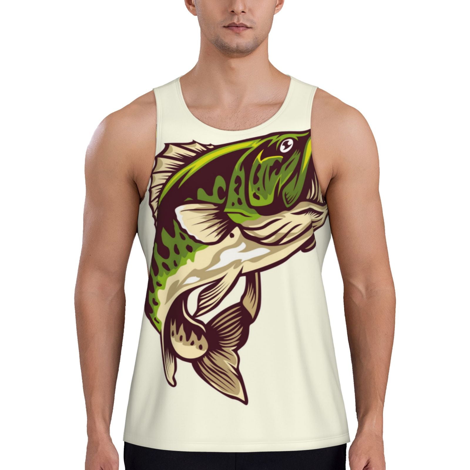 Balery Largemouth Bass Fish (3) Pattern Men's Workout Tank Top Gym ...