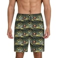 Balery Largemouth Bass Fish Pattern Men's Cotton Knit Pajama Shorts Waistband & Pockets,Short ...