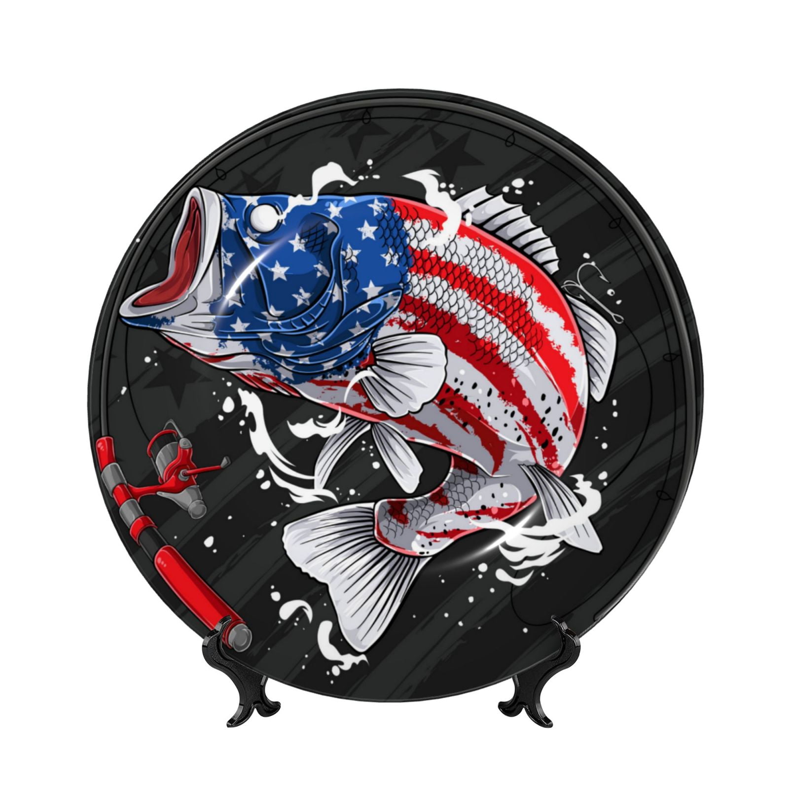 Balery Largemouth Bass Fish in USA Print Bone China Decorative Plate ...
