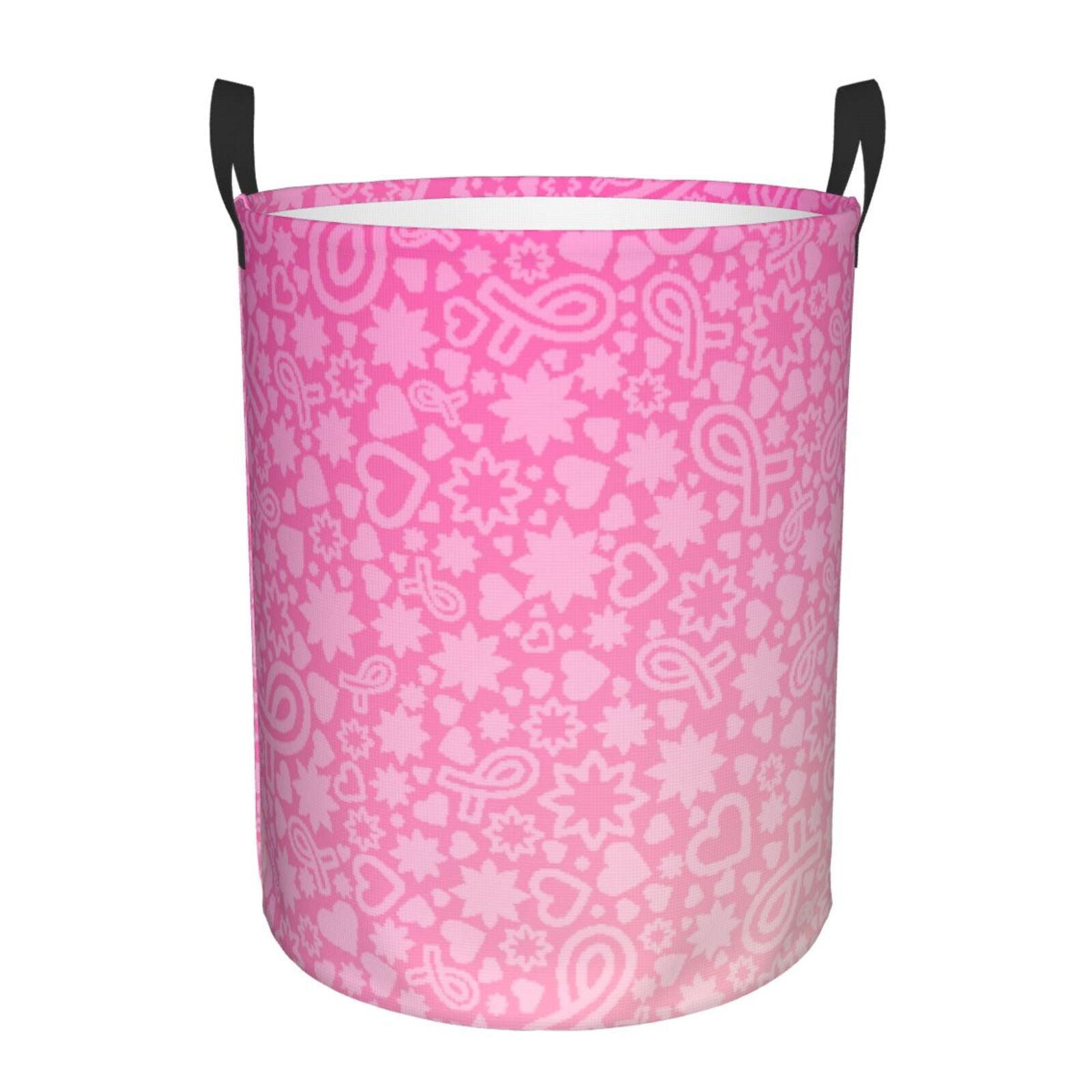 Balery Breast Cancer Pink Ribbons Awareness Round Laundry Basket with ...