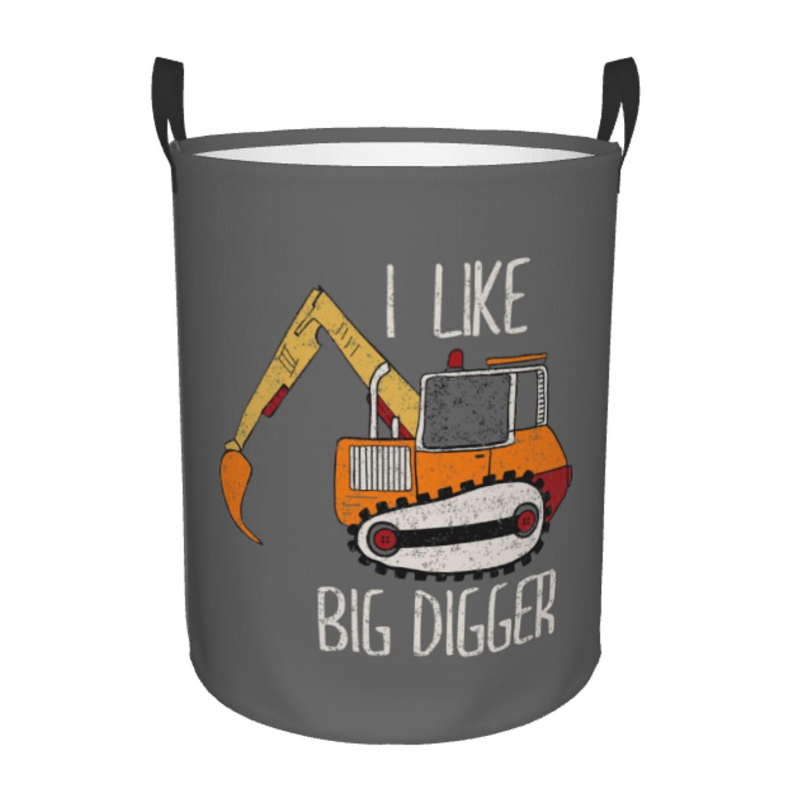 Balery I Like Big Digger Round Laundry Basket with Handles Waterproof ...