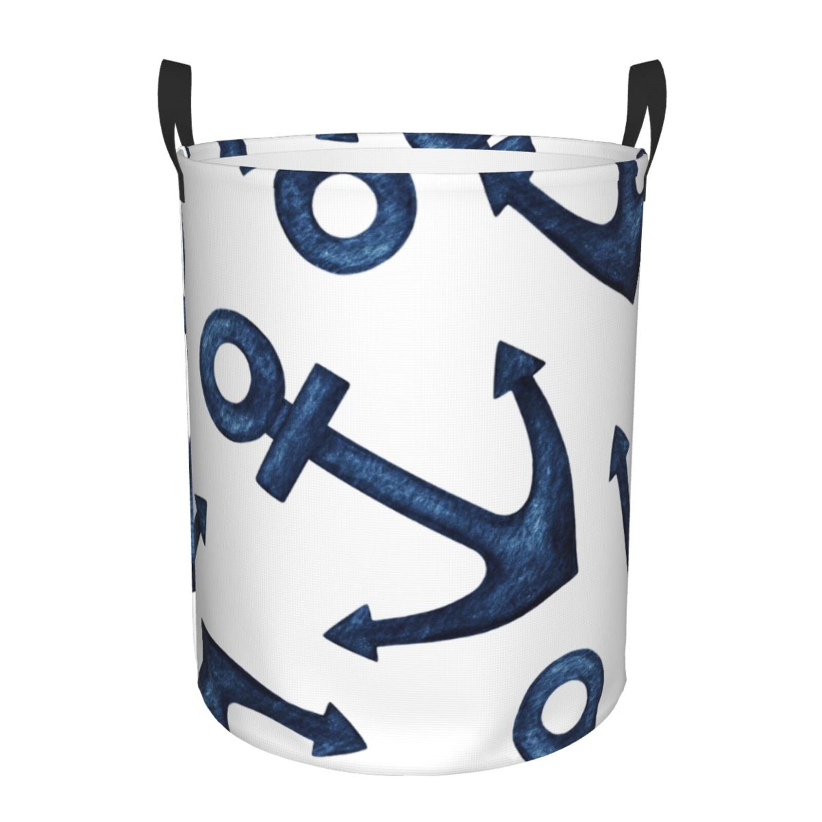 Balery,Laundry Hamper With Handles Laundry Basket Navy Blue Anchor ...