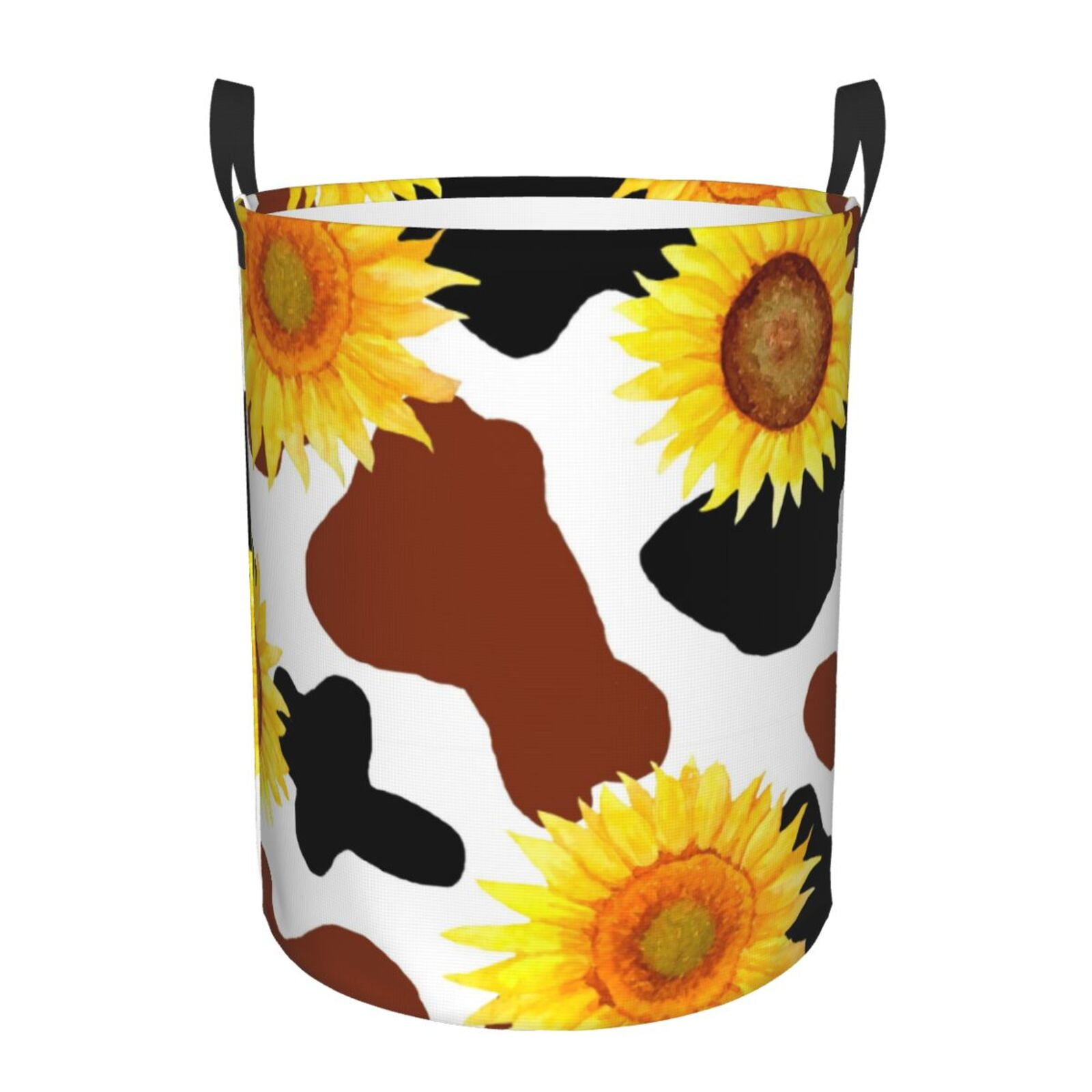 Balery,Laundry Hamper With Handles Laundry Basket Cow Print Sunflower ...