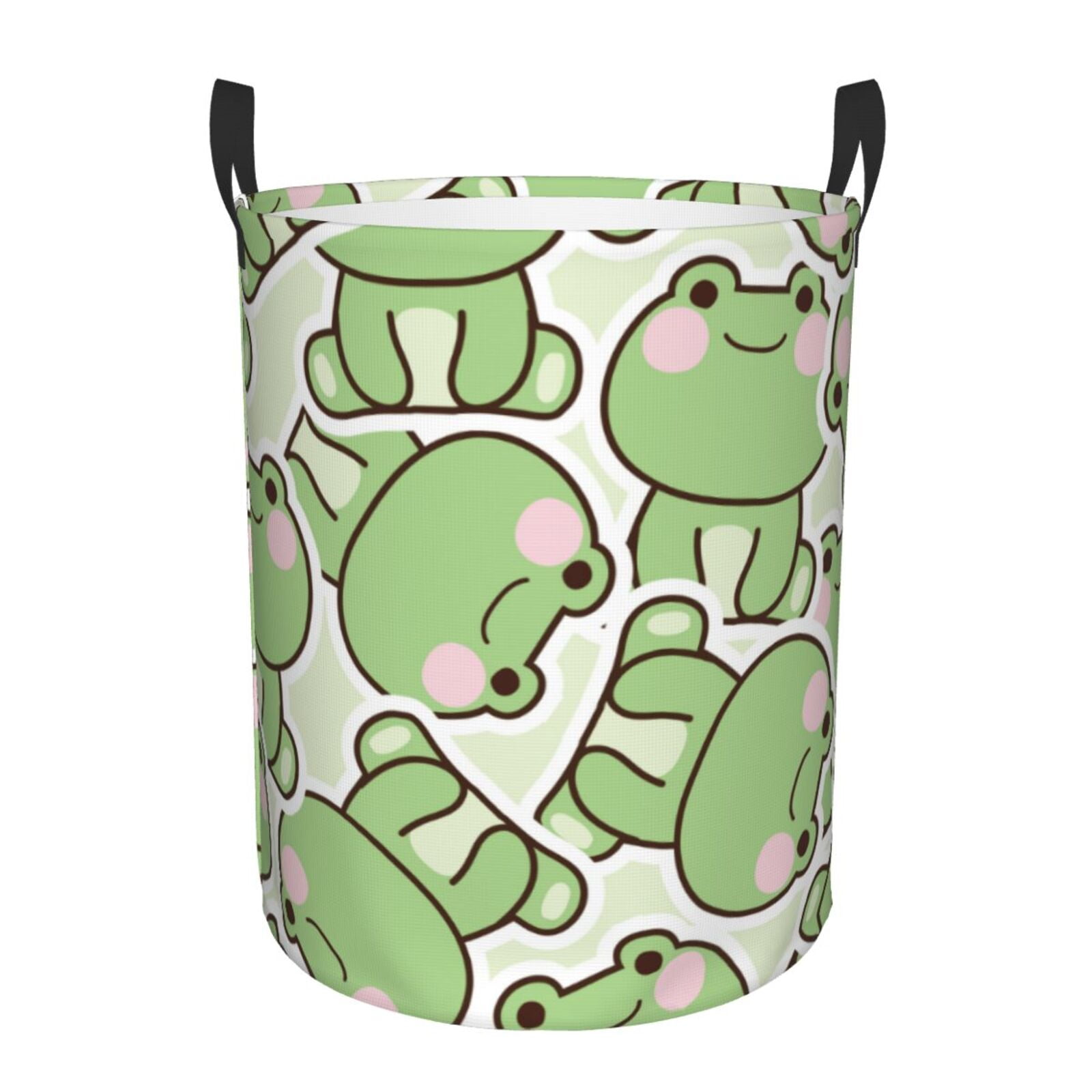 Balery Cute Frog Round Laundry Basket with Handles Waterproof ...