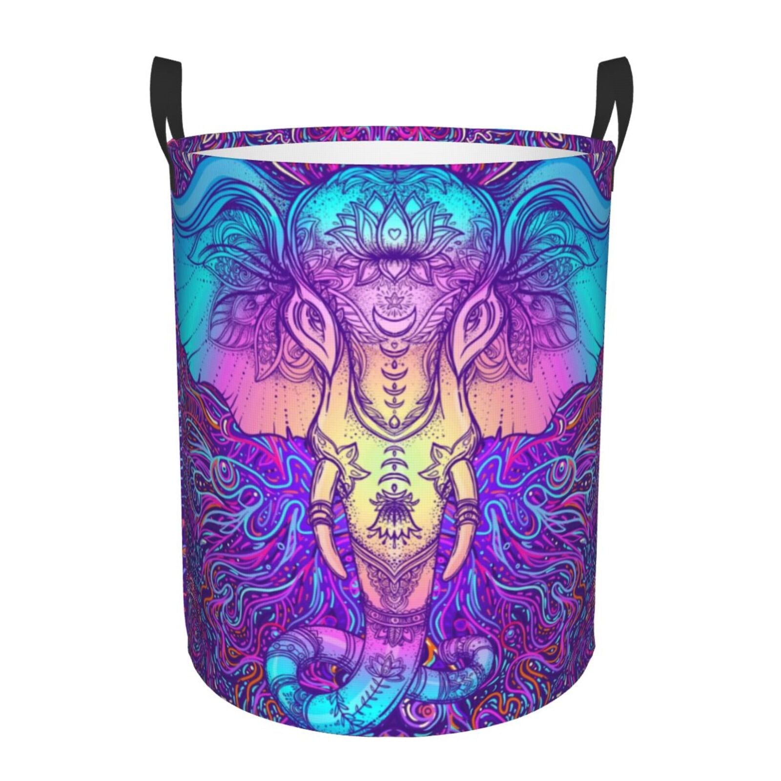 Balery,Laundry Hamper With Handles Laundry Basket Elephant In Tribal ...