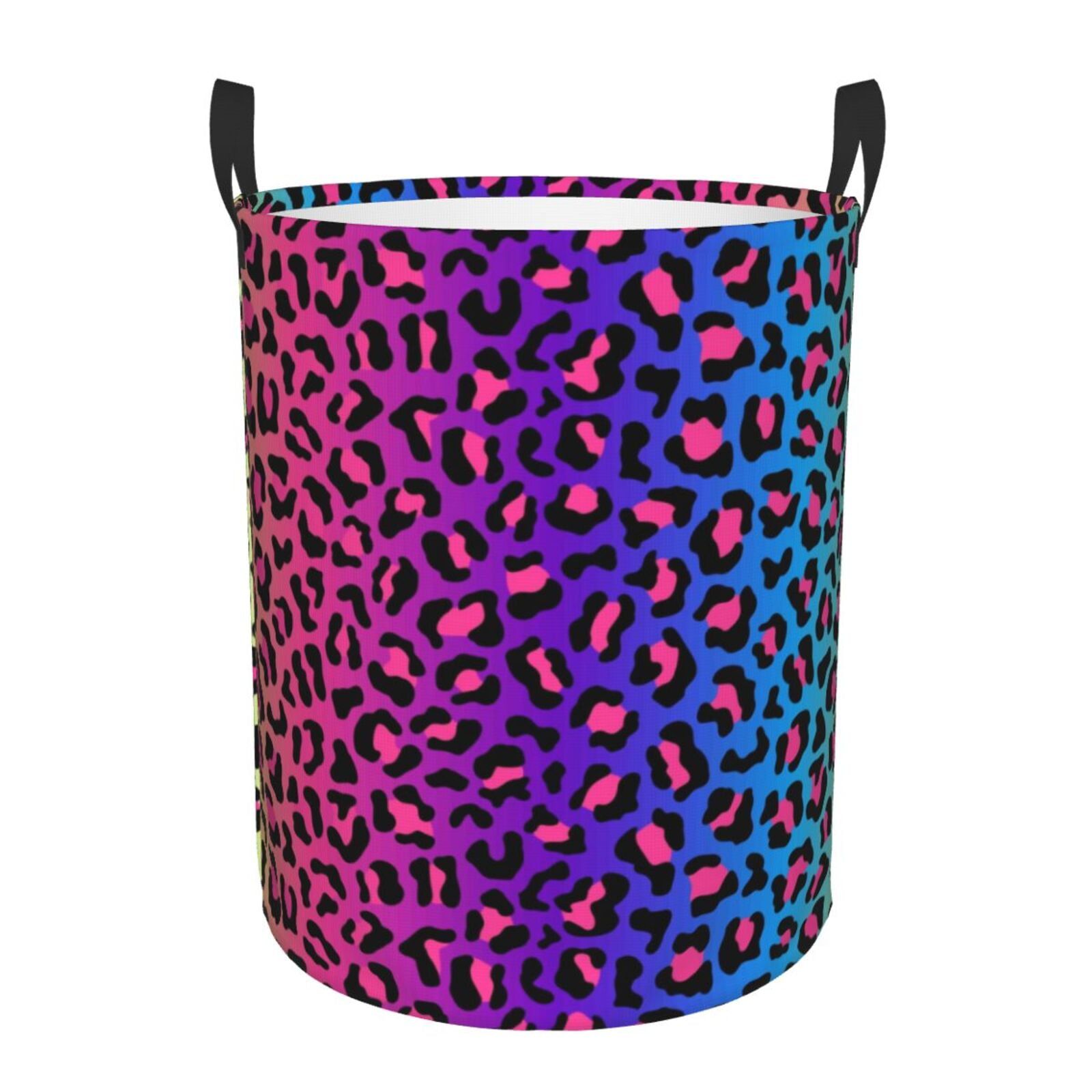 Balery,Laundry Hamper With Handles Laundry Basket Leopard Neon Rainbow ...