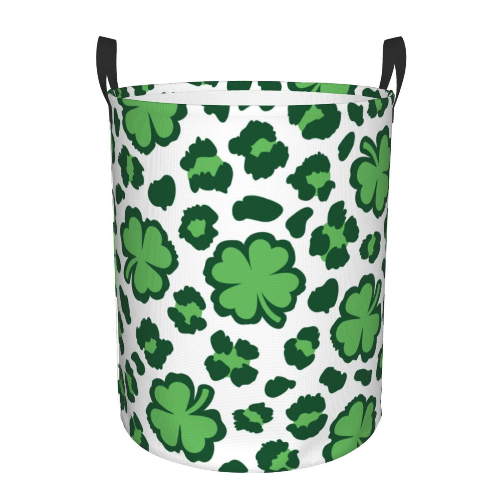Balery Leopard print St. Patrick's Day Round Laundry Basket with ...