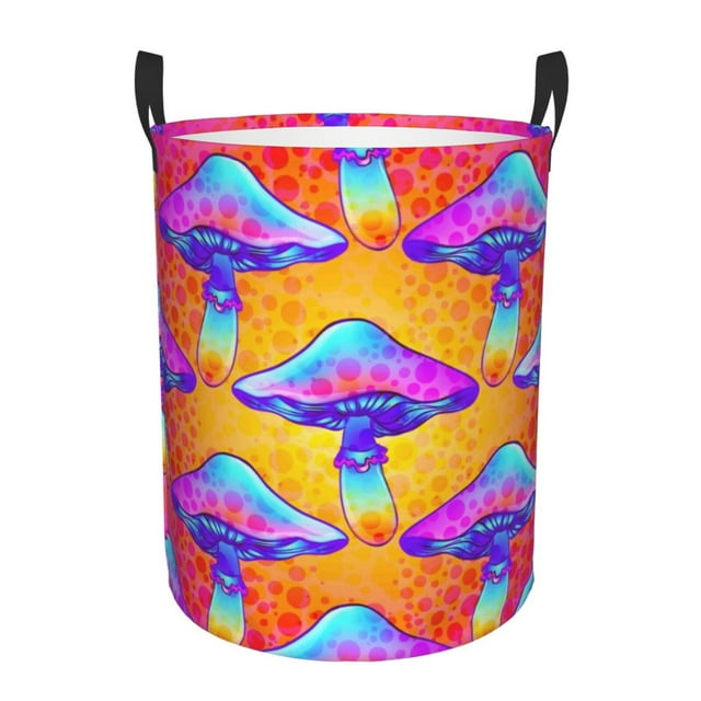 Balery,Laundry Hamper With Handles Laundry Basket Magic Mushrooms Round ...