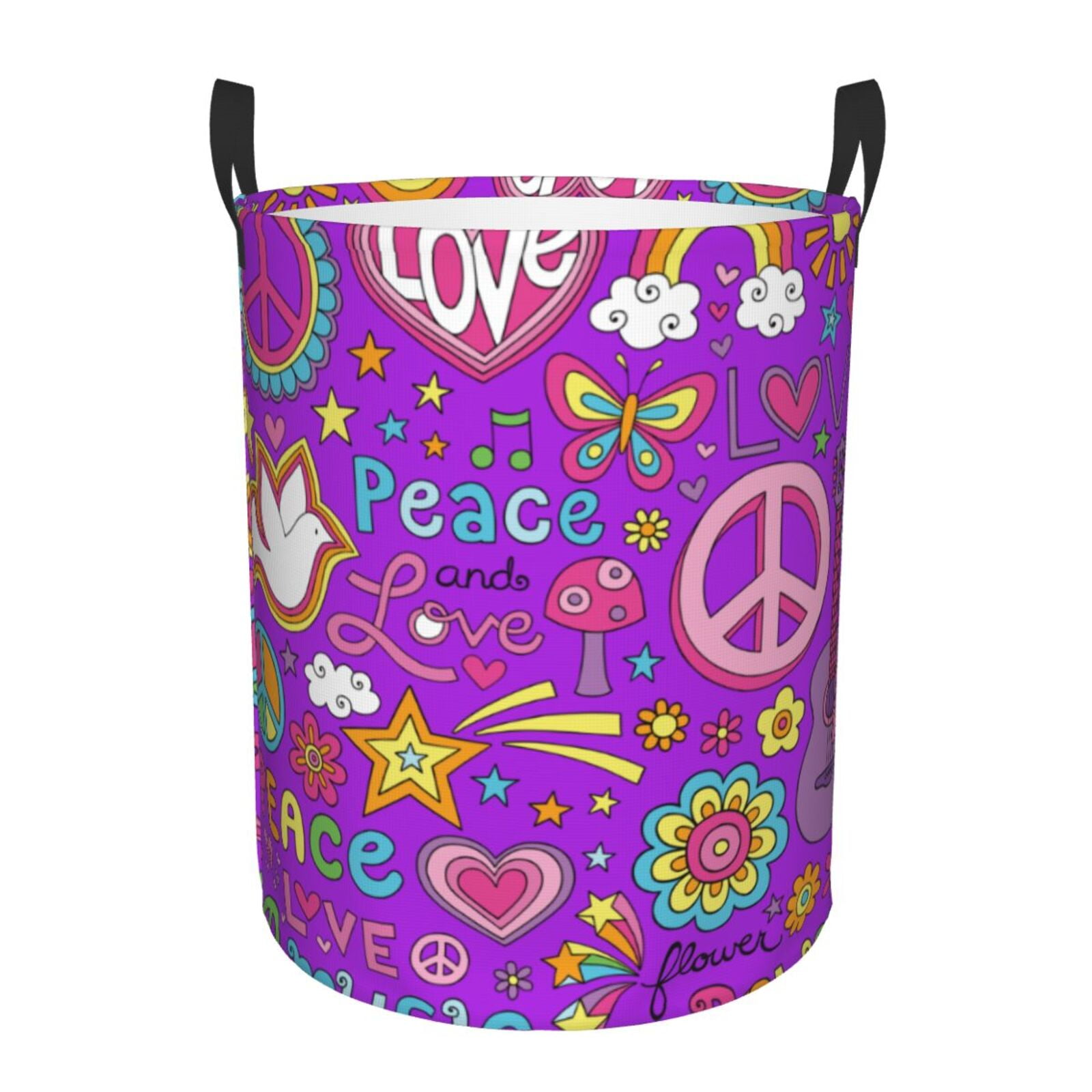 Balery,Laundry Hamper With Handles Laundry Basket Peace Love And Dove ...