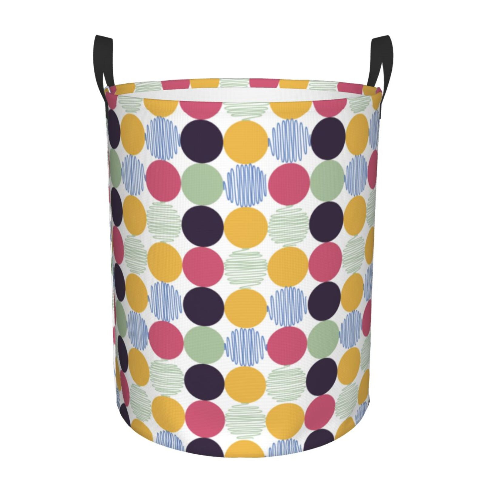 Balery,Laundry Hamper With Handles Laundry Basket Polka Dot Round ...