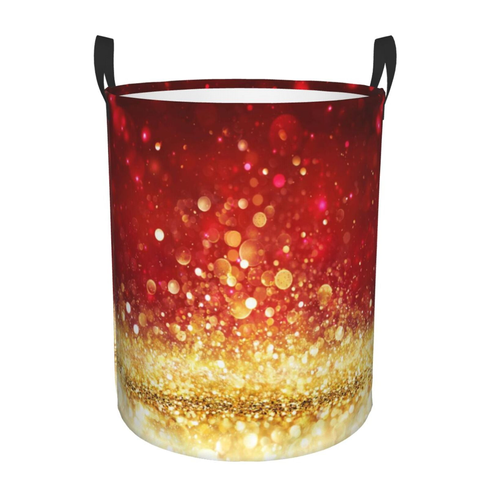 Balery,Laundry Hamper With Handles Laundry Basket Red Gold Glitter ...