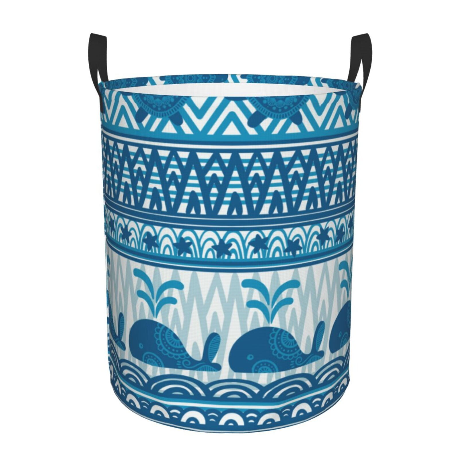 Balery,Laundry Hamper With Handles Laundry Basket Sea Underwater Animals Round Laundry Baskets ...