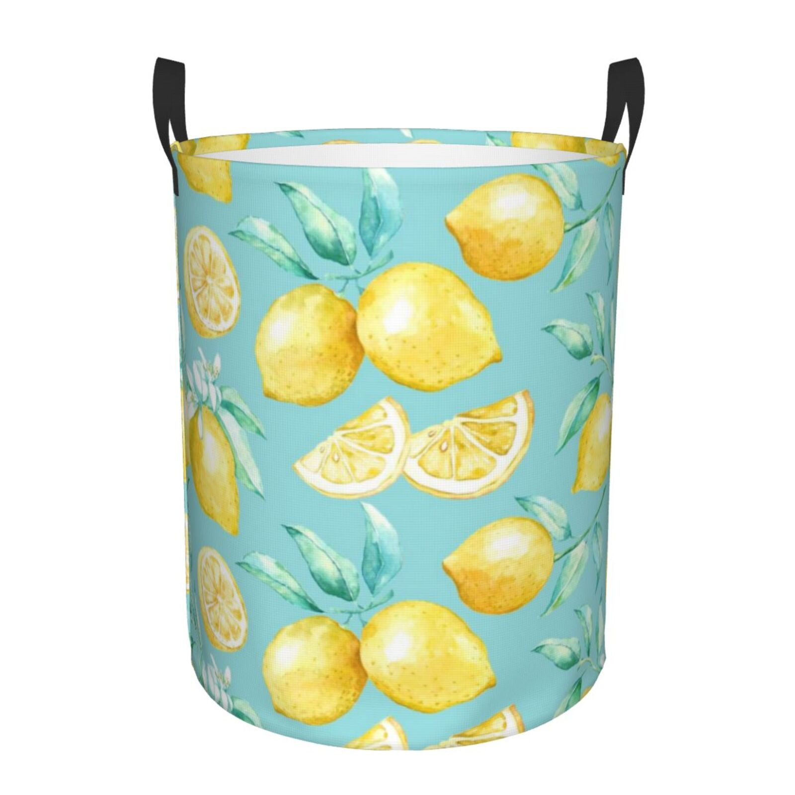 Balery,Laundry Hamper With Handles Laundry Basket Yellow Lemon Round ...