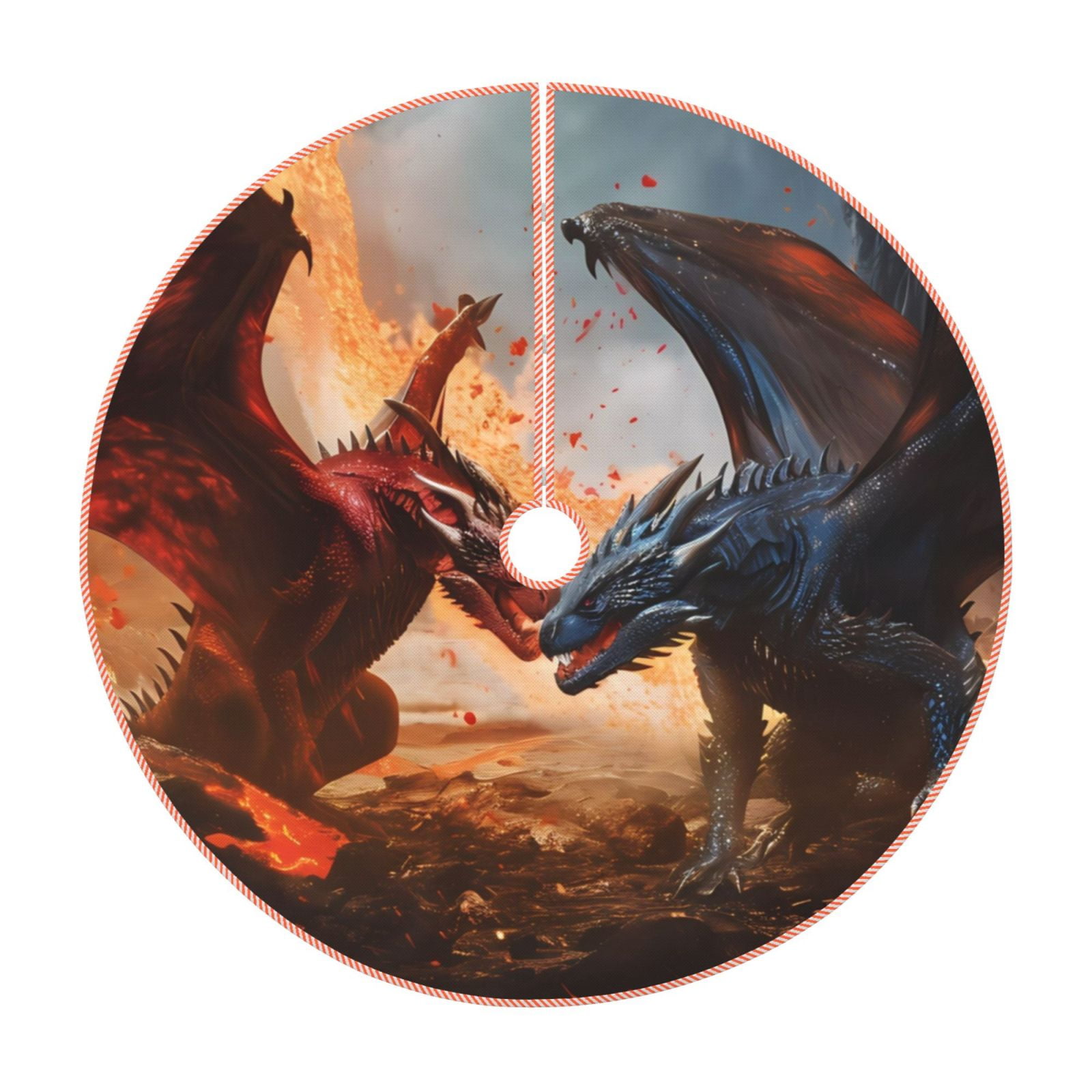 Balery Lava Dragon Printed Christmas Tree Skirt , Merry Christmas Party ...