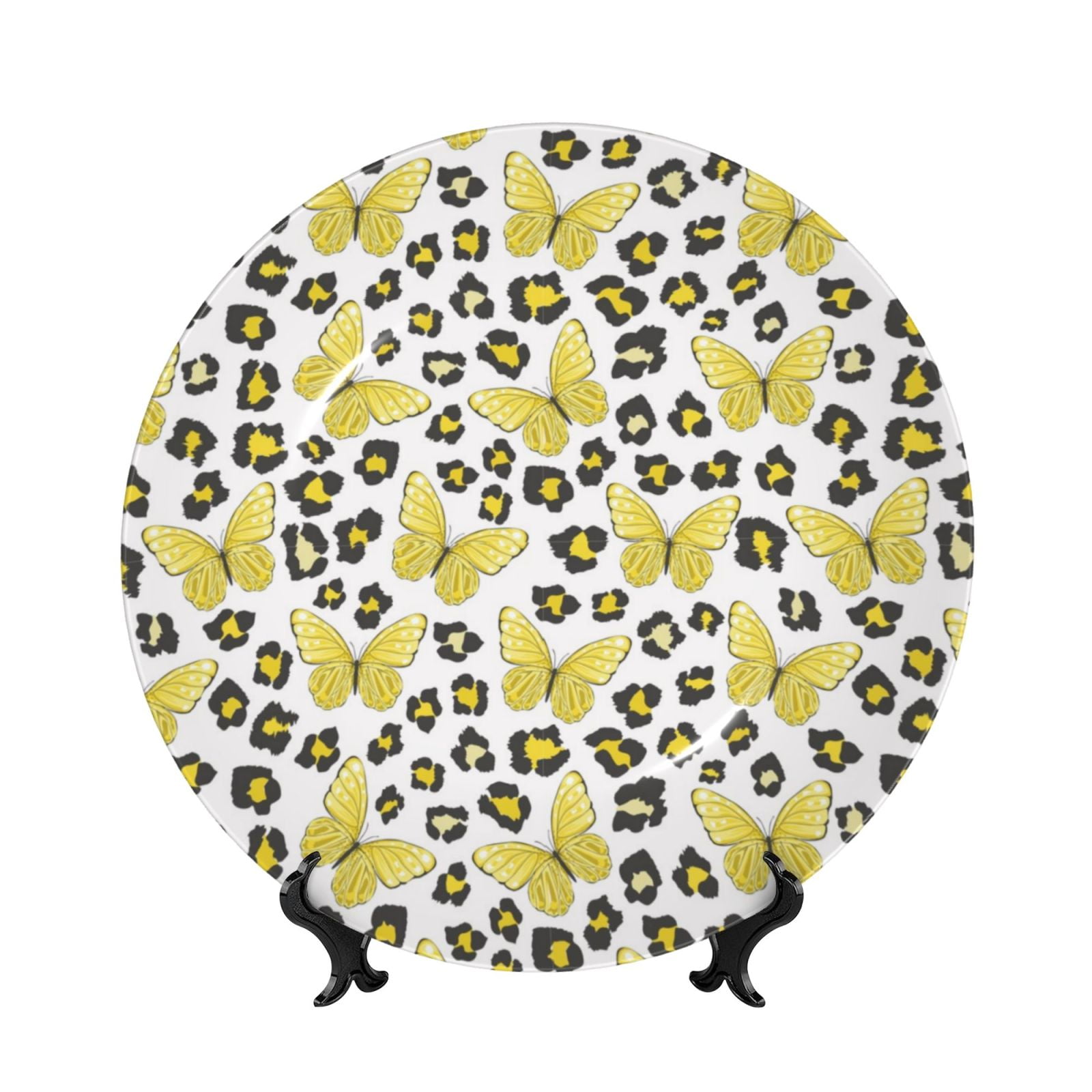 Balery Leopard And Butterfly Print Bone China Decorative Plate Ceramic ...