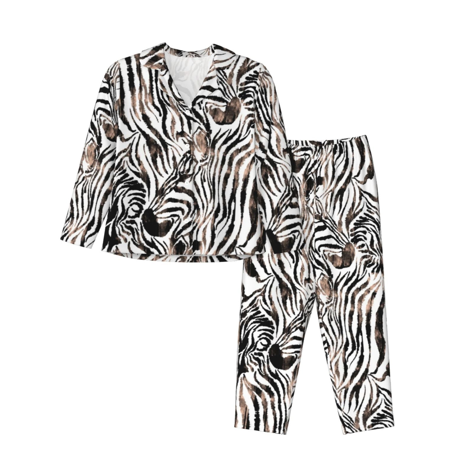 Balery Leopard And Zebra Pattern Pajama Sets for Women Long Sleeve 2 ...