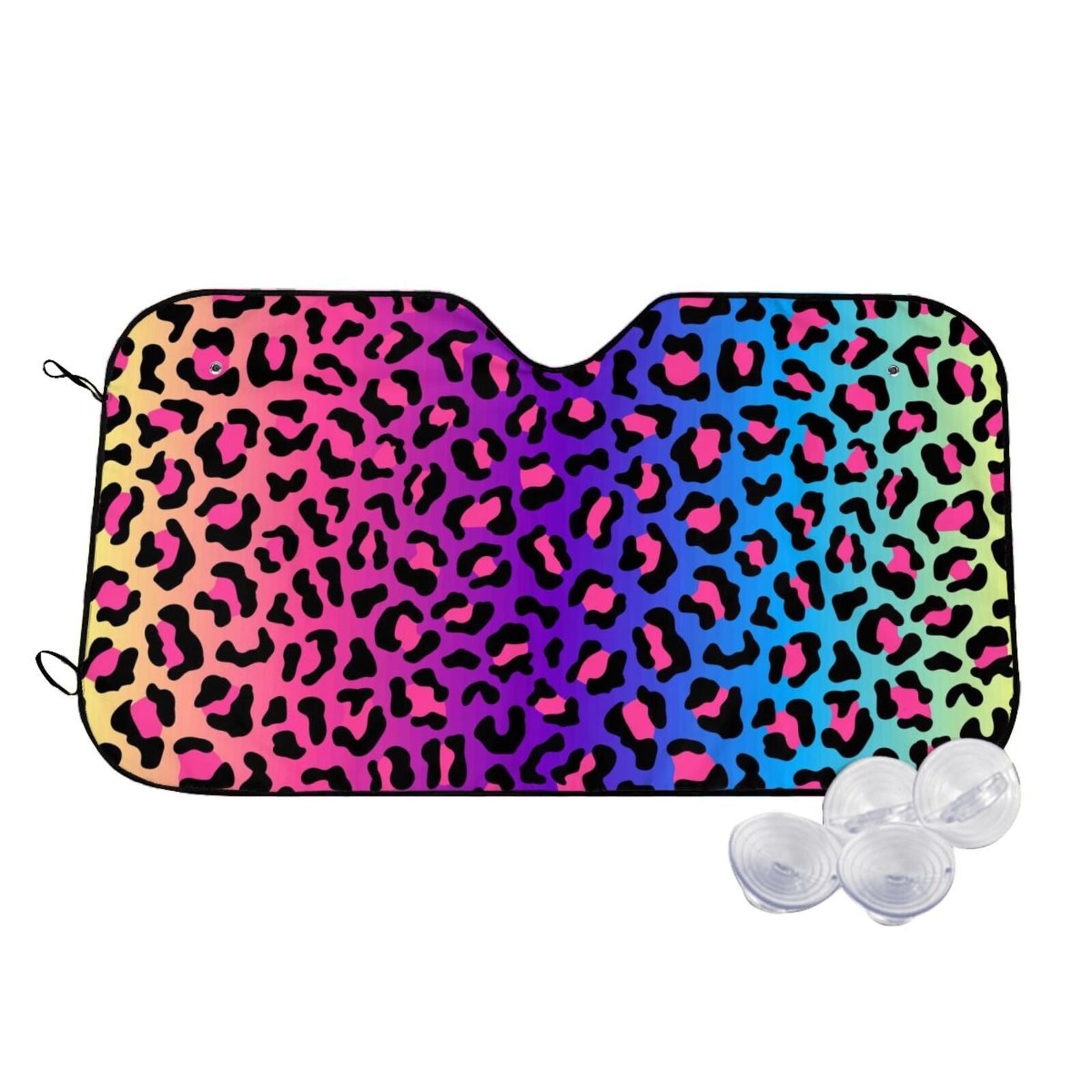 Balery Leopard Neon Rainbow Gradient Print Car Windshield Sun Shade ...