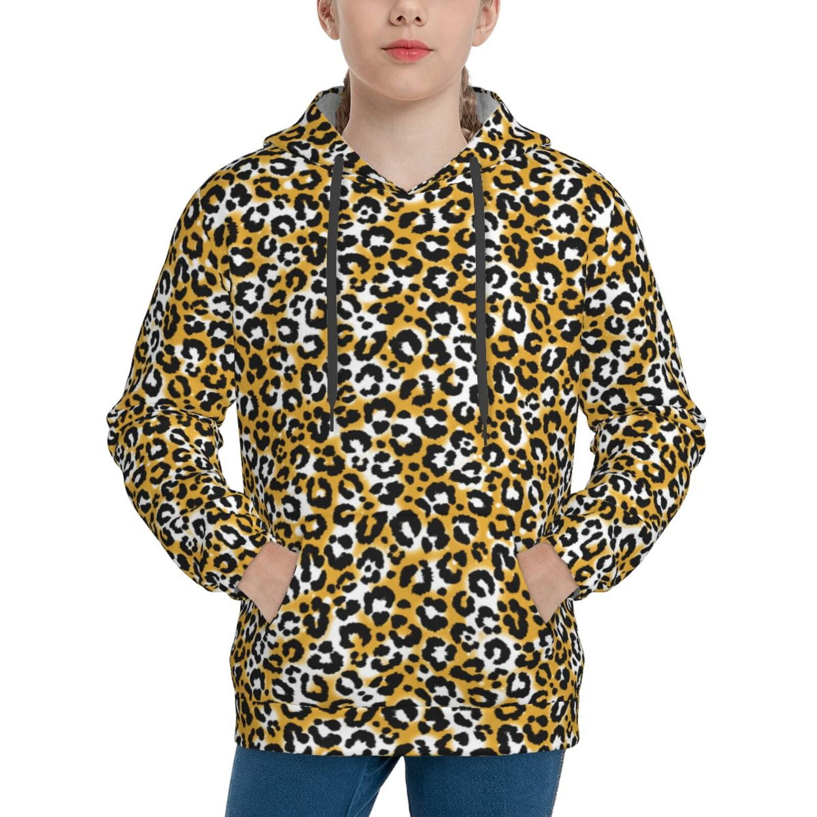Balery Leopard Pattern Boys Hoodie, Youth Pullover Hooded Sweatshirt ...