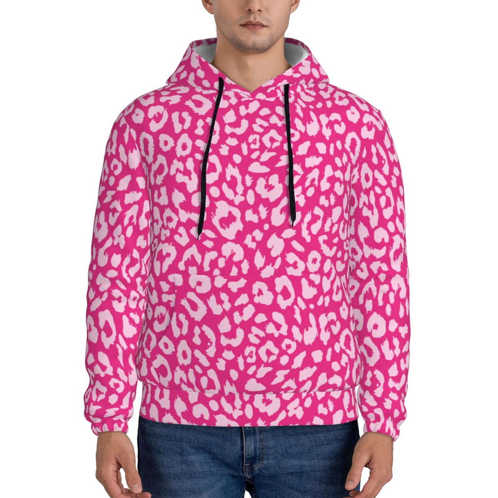 Balery Leopard Pattern Mens Hoodie Kangaroo Pocket Hoodie Pullover ...