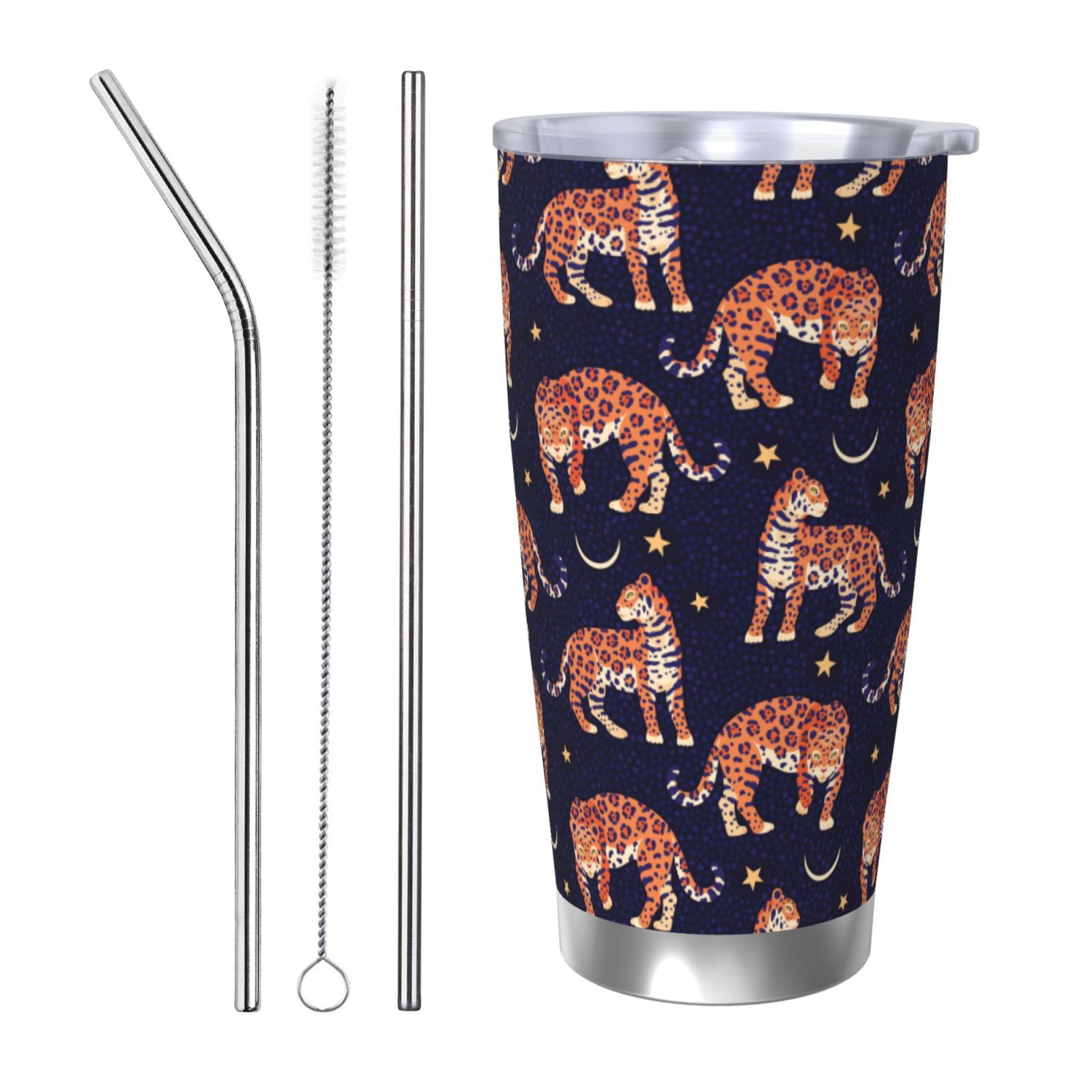 Balery Leopard Print Pattern 20oz Insulated Car Cup with Dual Drink ...