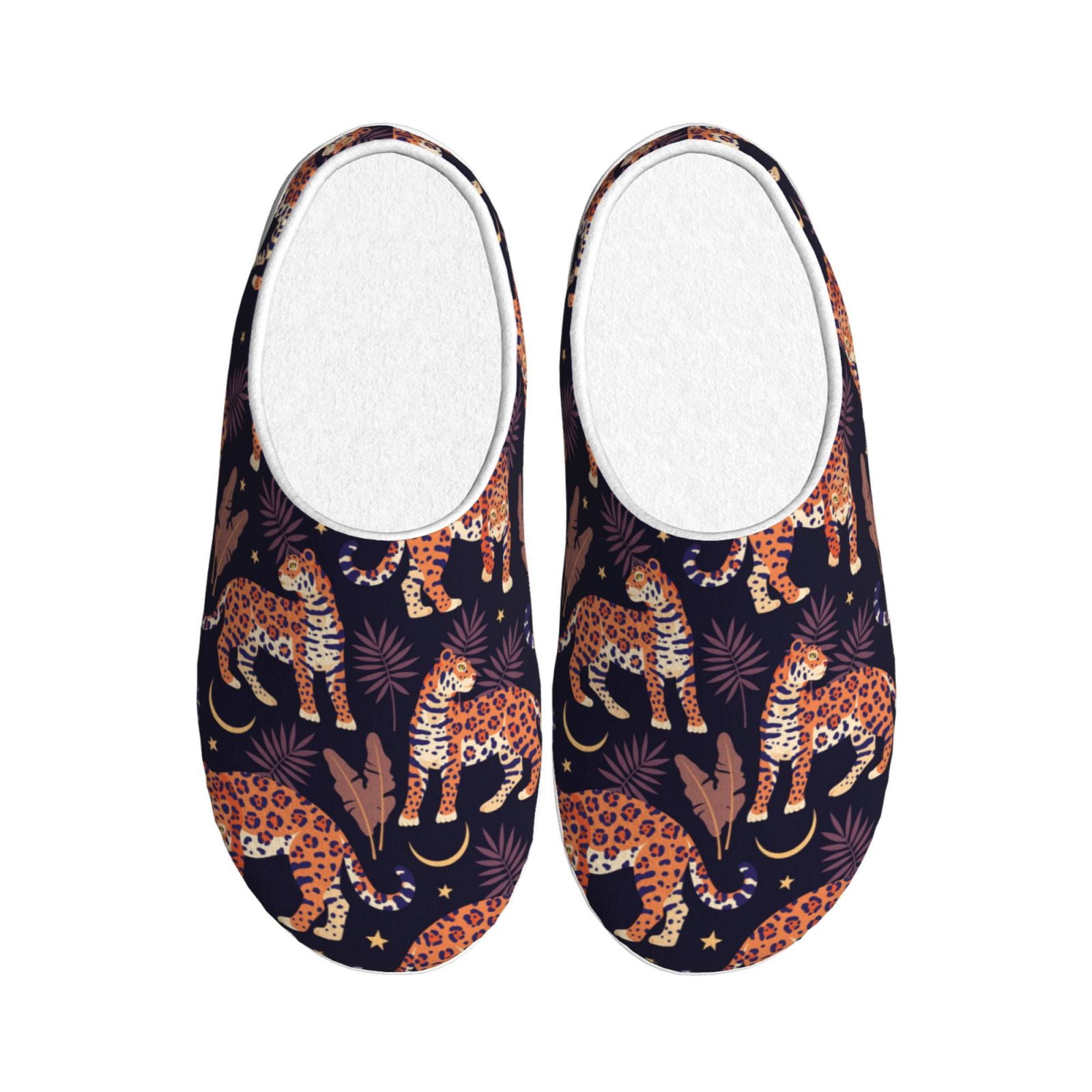 Balery Leopard Print Pattern Women's Fuzzy Memory Foam Slippers Fluffy ...
