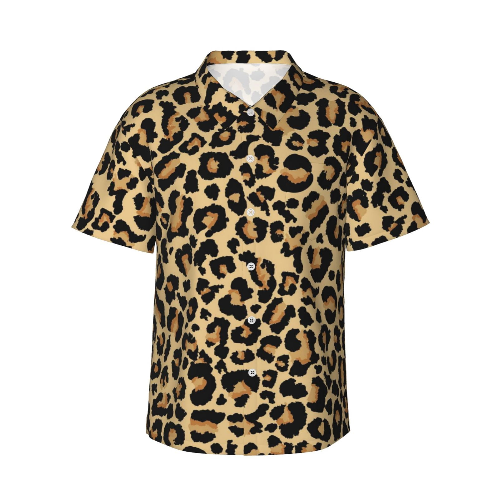 Balery Leopard Print Print Men's Hawaiian Shirts Short Sleeve Beach ...