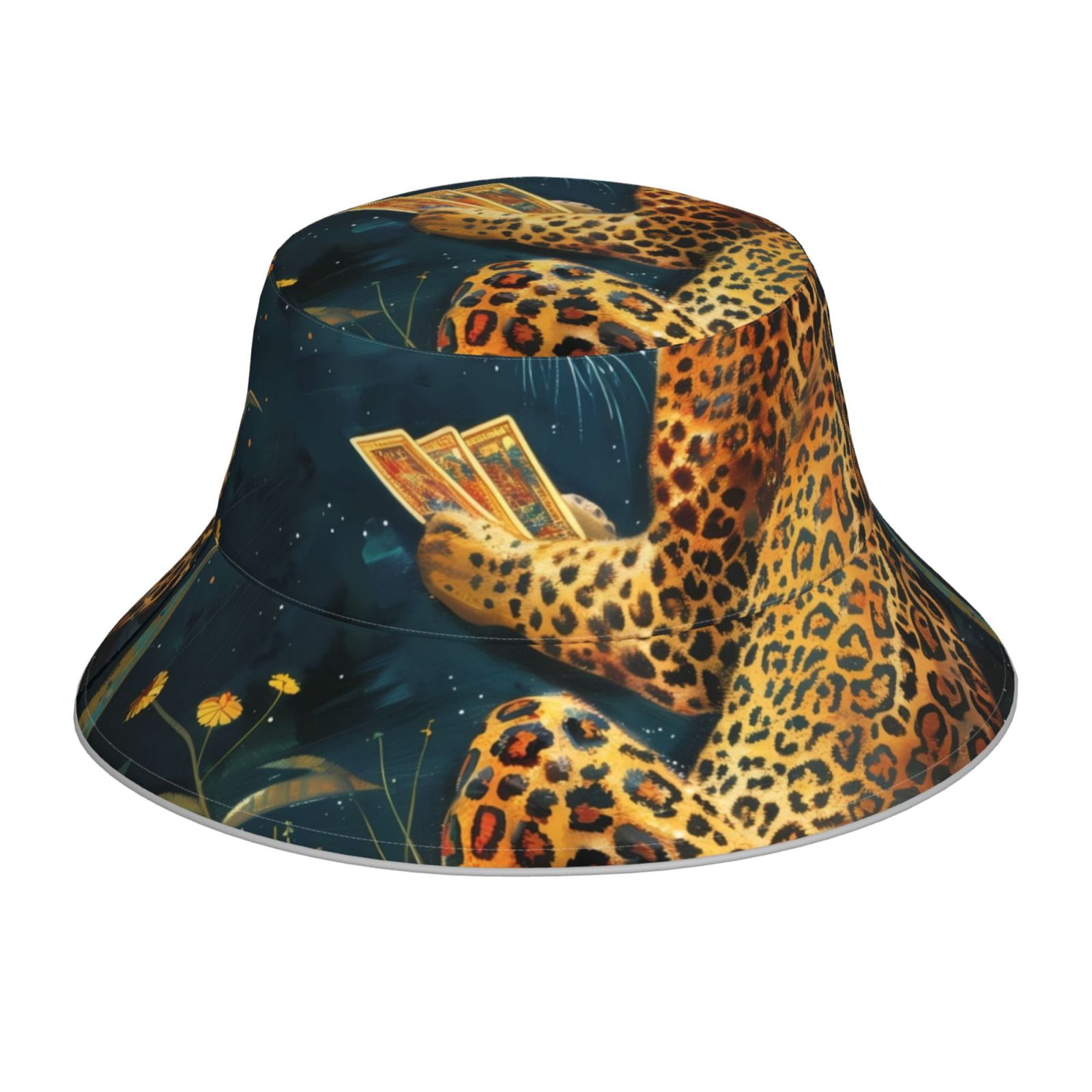 Balery Leopard Reading Tarot Cards Sun Hats for Men Women Bucket Hat ...