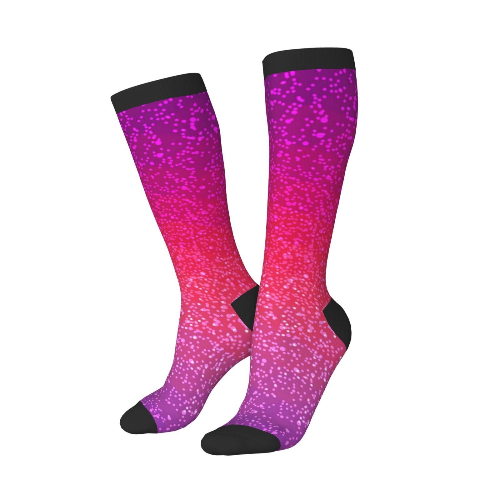 Balery Light Purple Glitter Printed Novelty Socks Men's Women's Crew ...