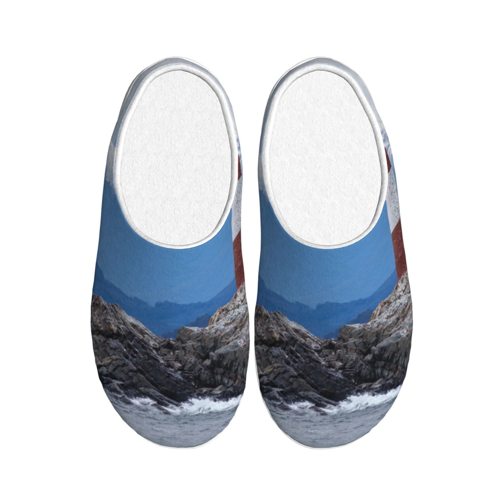 Balery Lighthouse On The Waters Pattern Women's Fuzzy Memory Foam ...