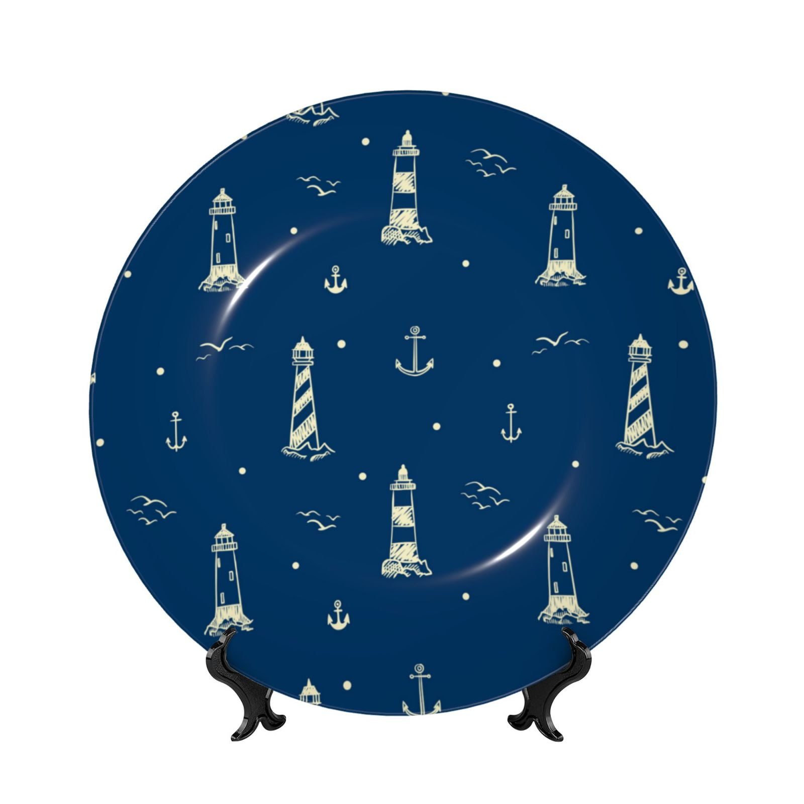 Balery Lighthouses and Anchors Print Bone China Decorative Plate ...