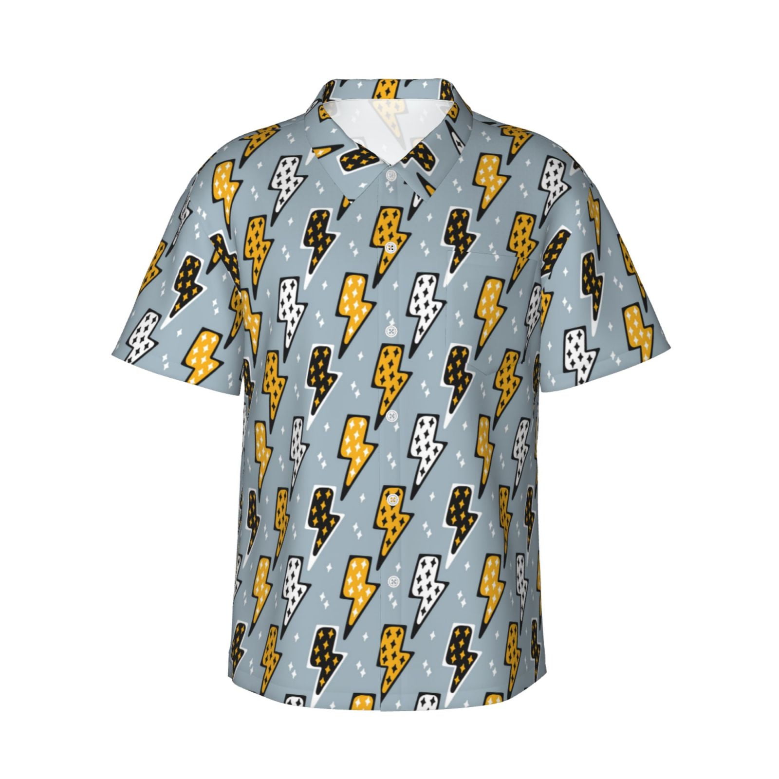 Balery Lightning Bolts Print Men's Hawaiian Shirts Short Sleeve Beach ...