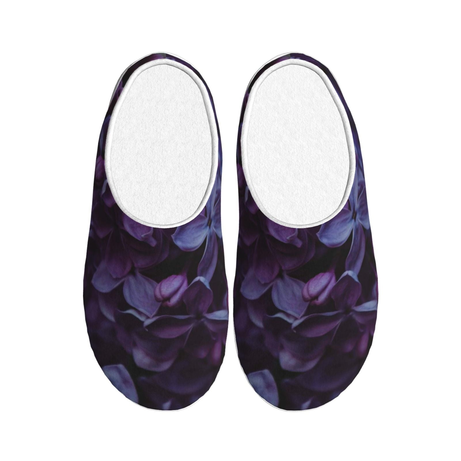 Balery Lilac Pattern Women's Fuzzy Memory Foam Slippers Fluffy Winter ...