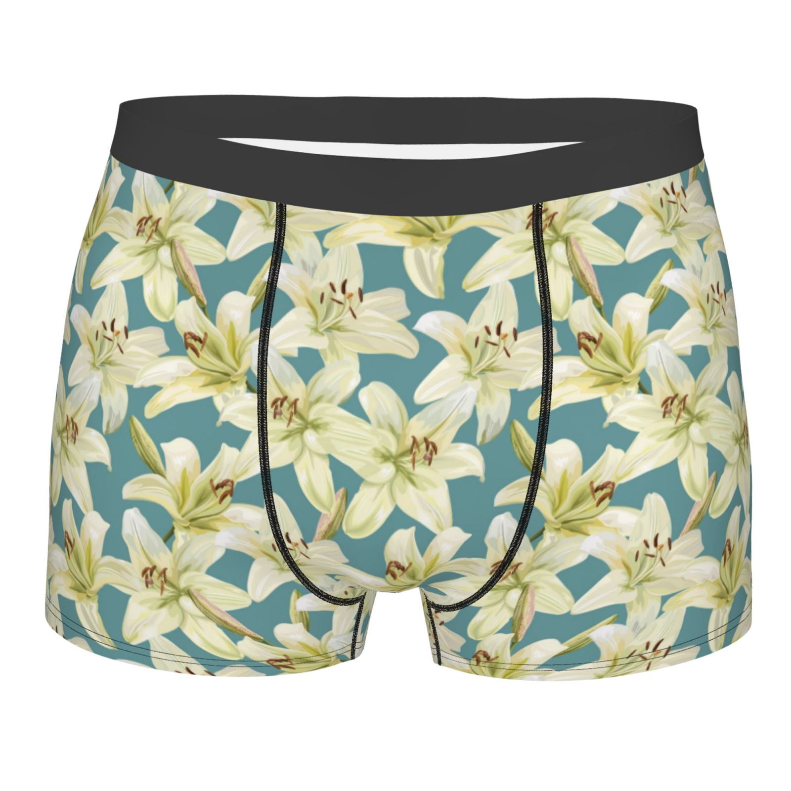 Balery Lilies Flowers Men's Boxer Briefs, Soft and Breathable Cotton ...
