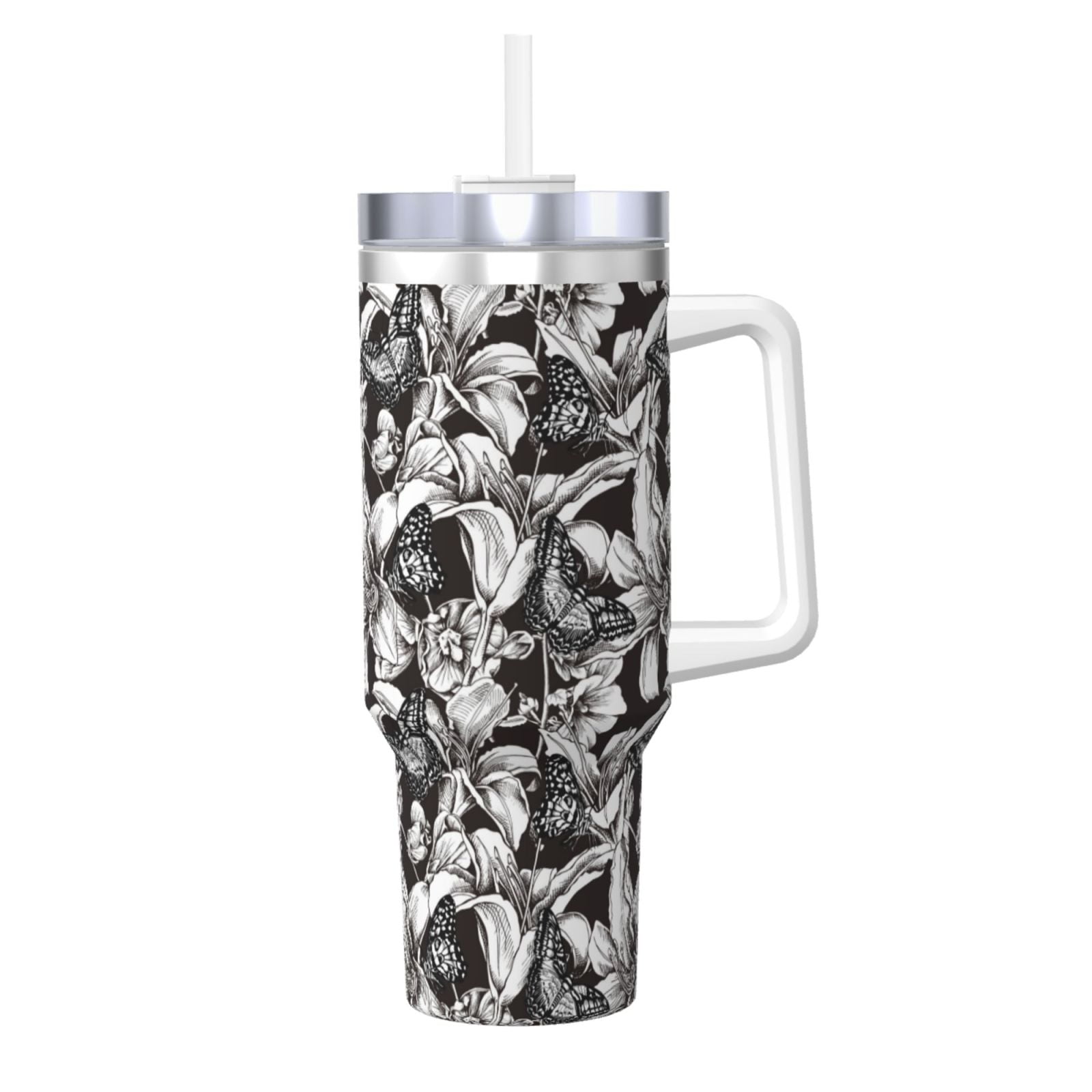Balery Lilies Flowers Pattern 40oz Stainless Steel Tumbler Double Wall ...