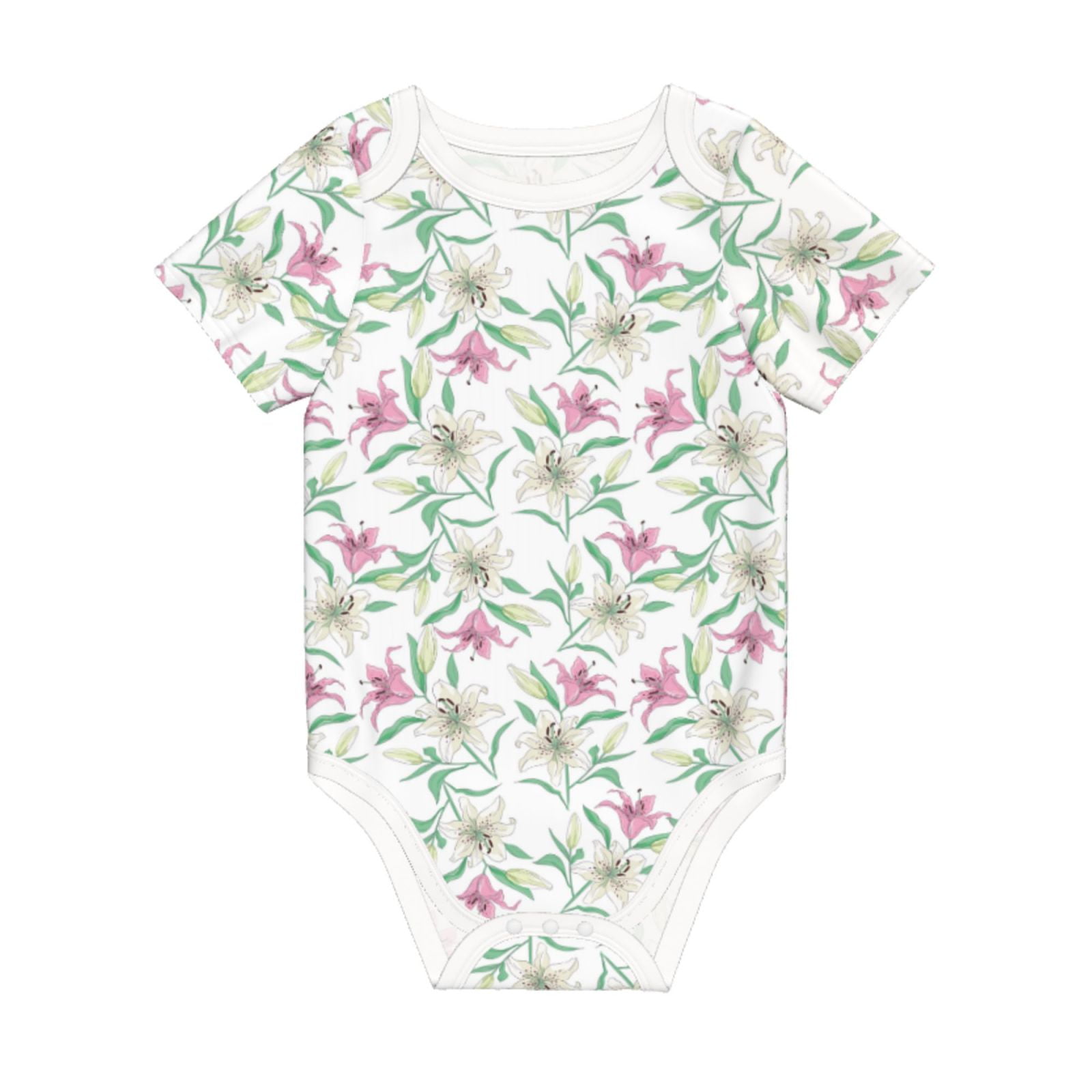 Balery Lilies Flowers Pattern Baby Climbing Clothes Infant Bodysuit ...