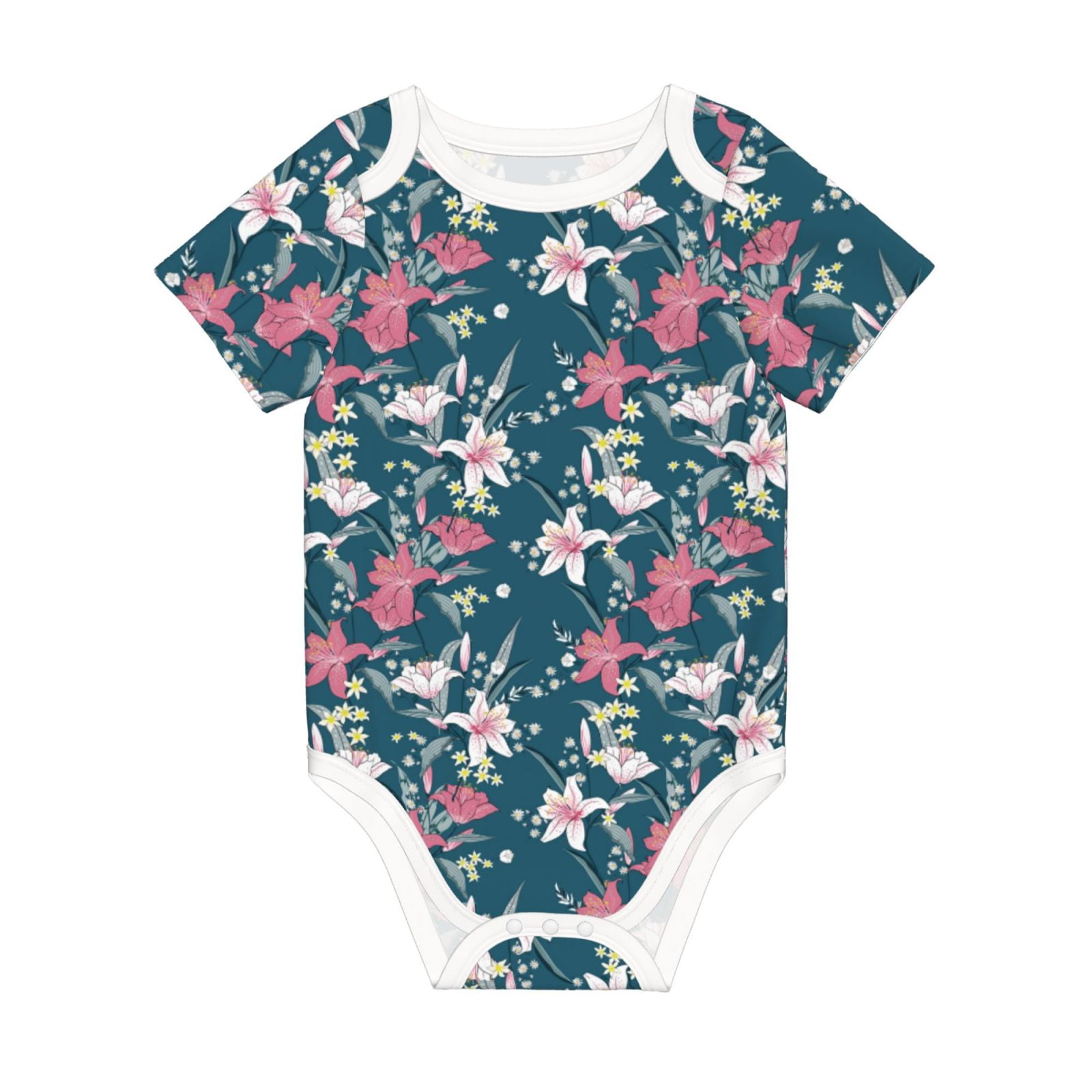 Balery Lilies Flowers Pattern Baby Climbing Clothes Infant Bodysuit ...