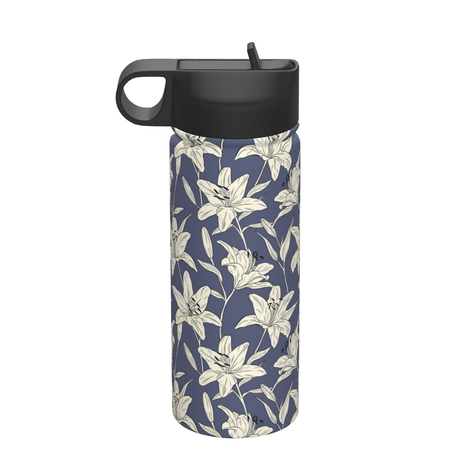 Balery Lilies Flowers Pattern Water Bottle,18oz Sports Insulated Kettle ...
